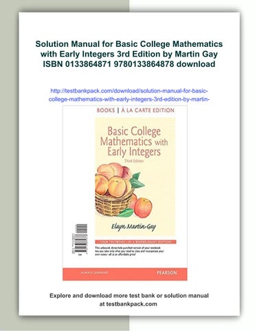 Solution manual for basic college mathematics with early integers 3rd ...