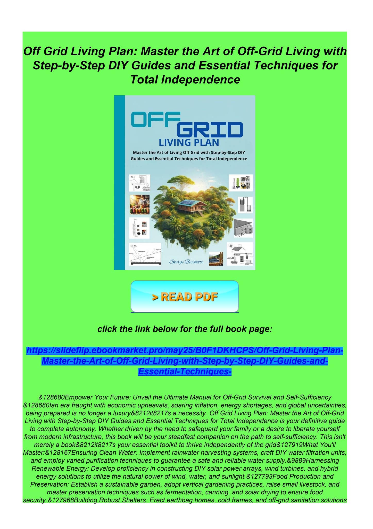 [PDF READ] Free Off Grid Living Plan: Master the Art of Off-Grid Livin ...
