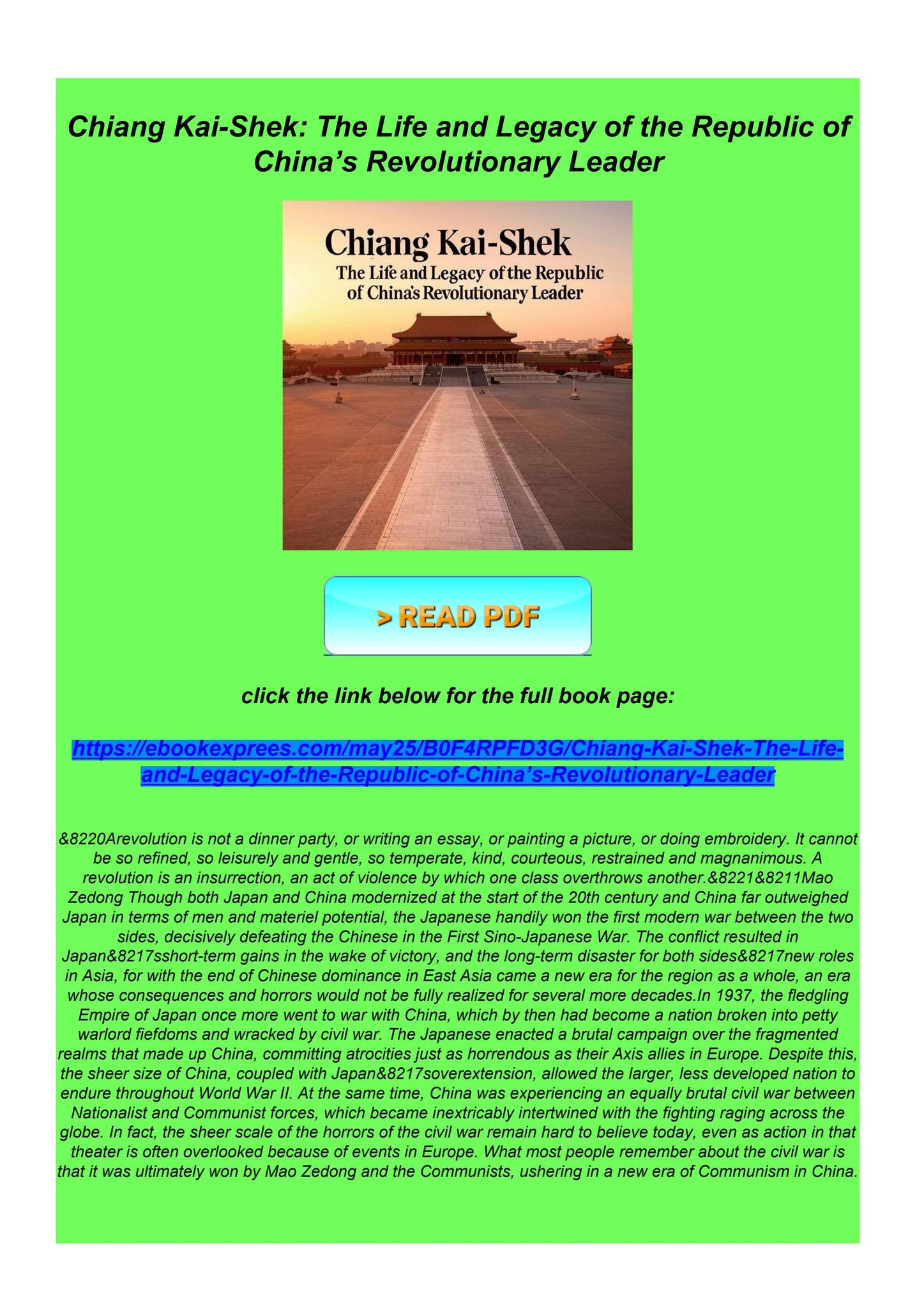[PDF] Chiang Kai-Shek: The Life and Legacy of the Republic of China’s ...