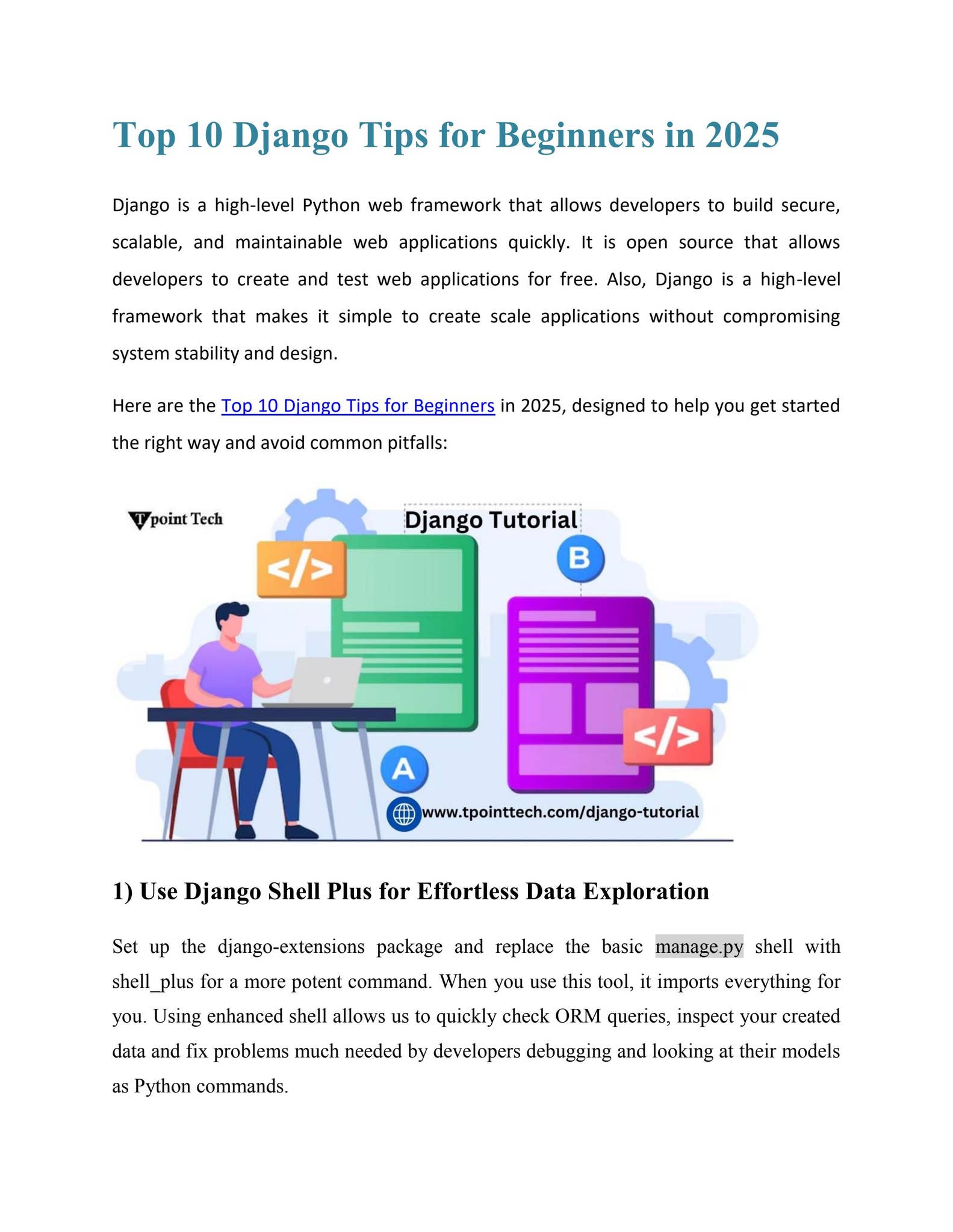 Top 10 Django Tips for Beginners in 2025 by Tpoint Tech || Online ...