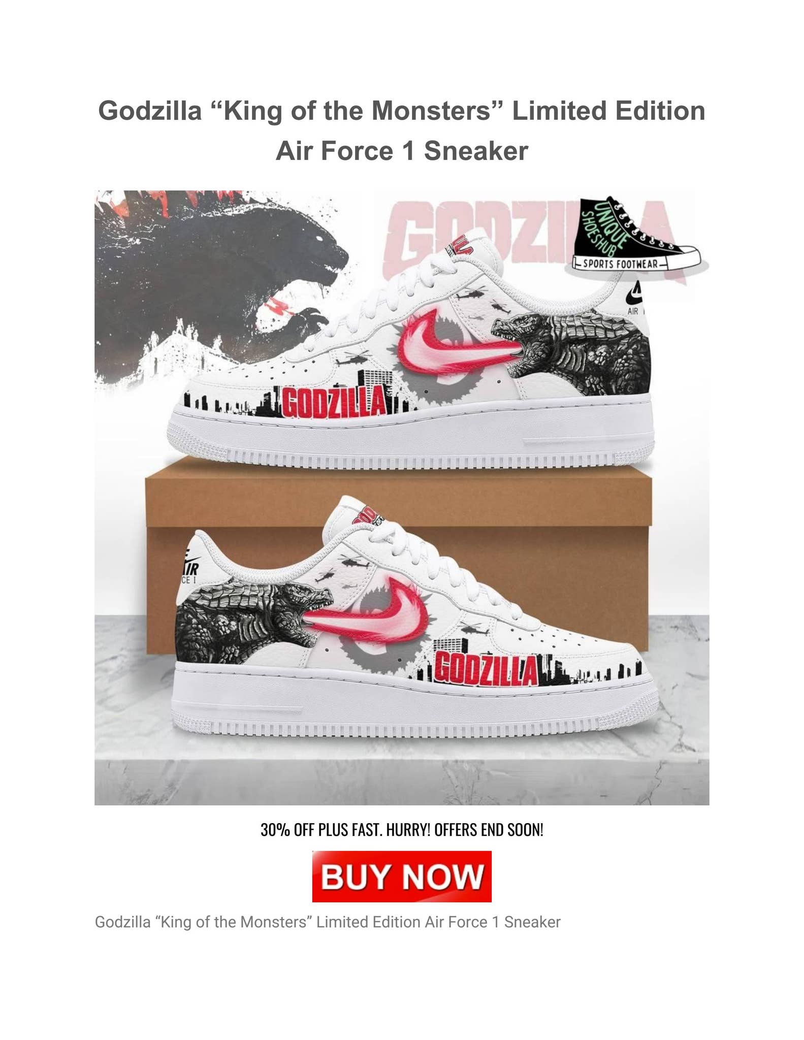 Godzilla “King of the Monsters” Limited Edition Air Force 1 Sneaker by ...