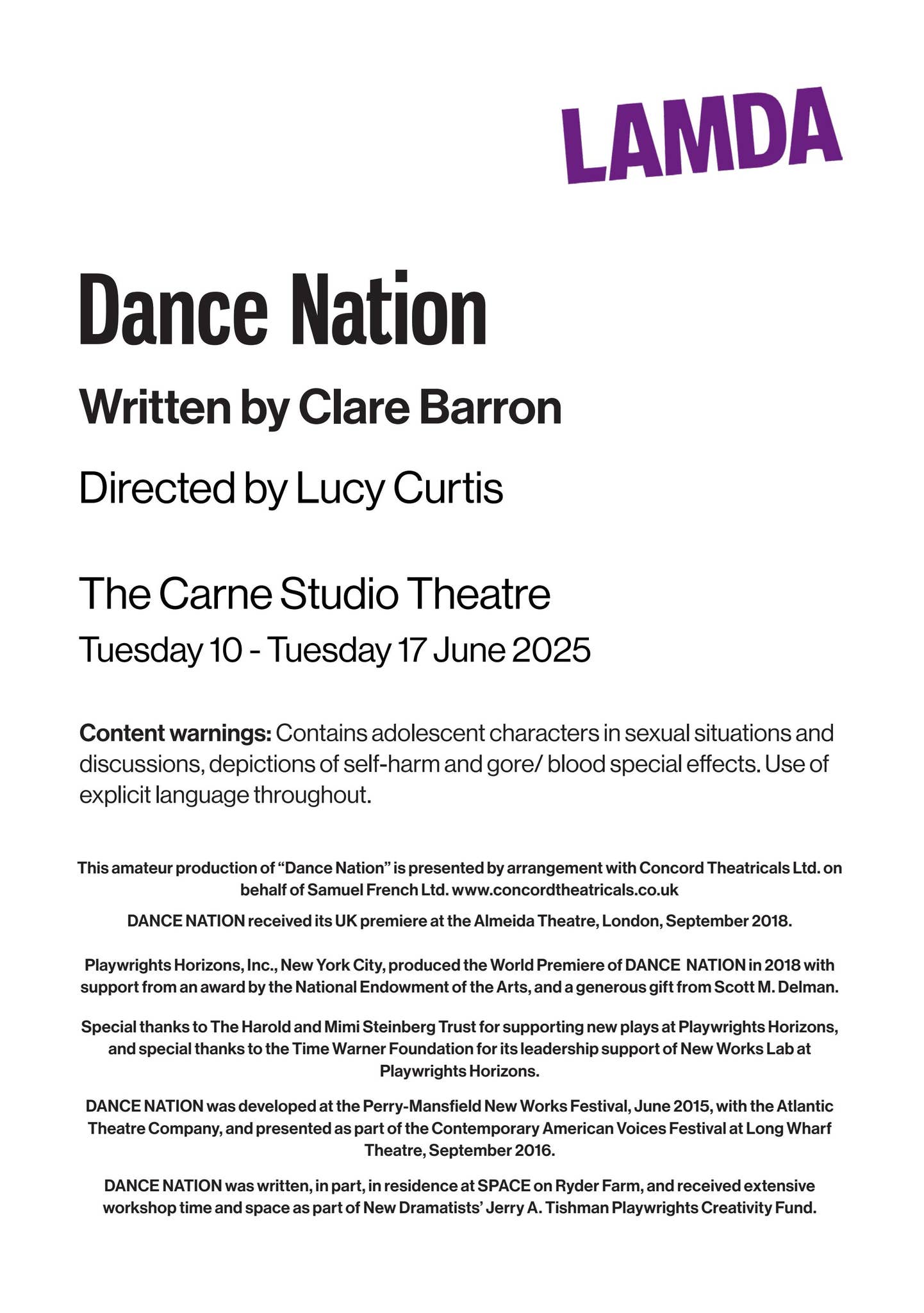 Dance Nation (Cast Sheet) by LAMDA - Issuu