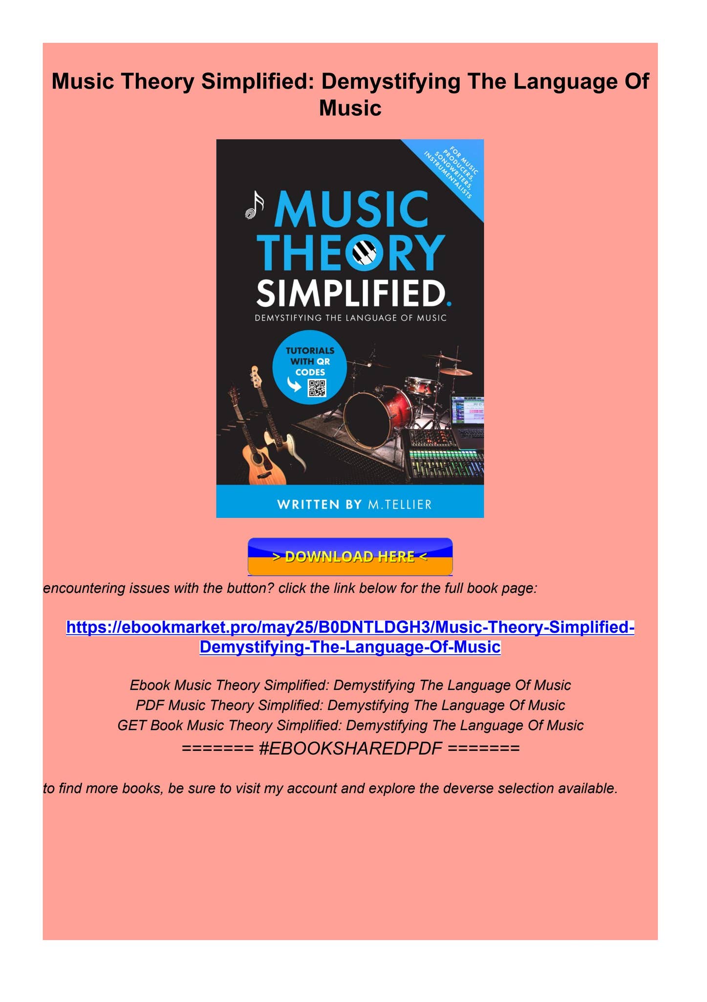 PDF Music Theory Simplified: Demystifying The Language Of Music by ...