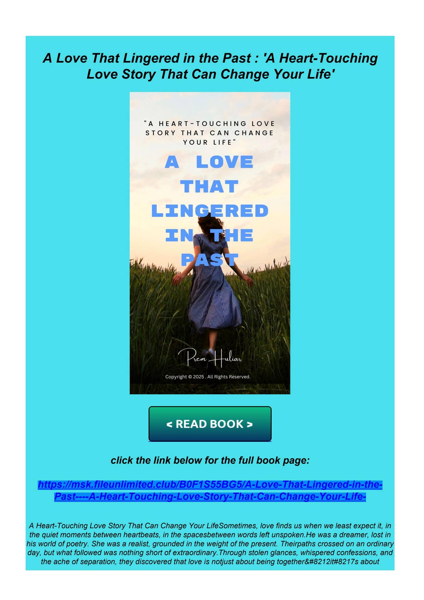 GEt PDF A Love That Lingered in the Past : 'A Heart-Touching Love Story ...