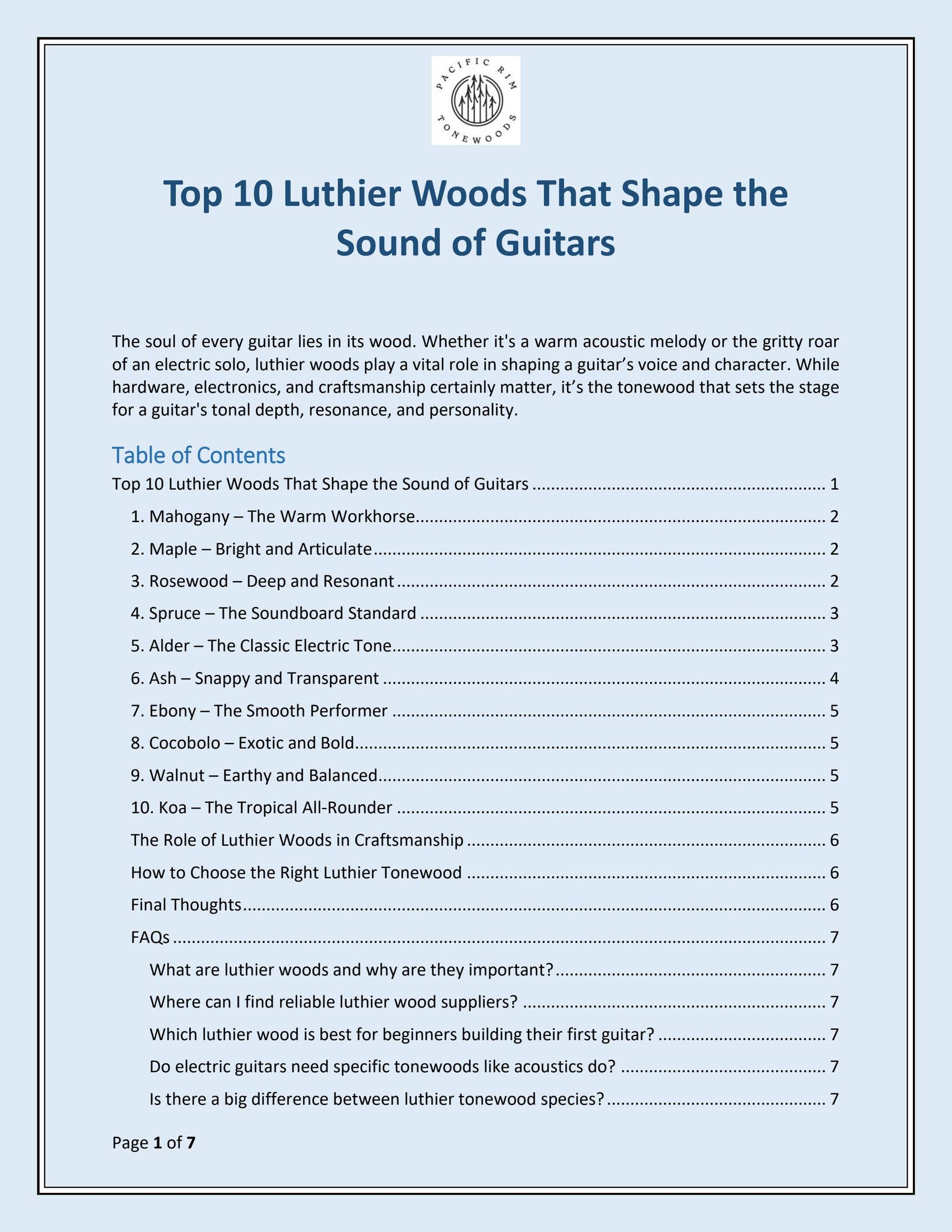 Top 10 Luthier Woods for Guitars by Web Cures Digtal - Issuu