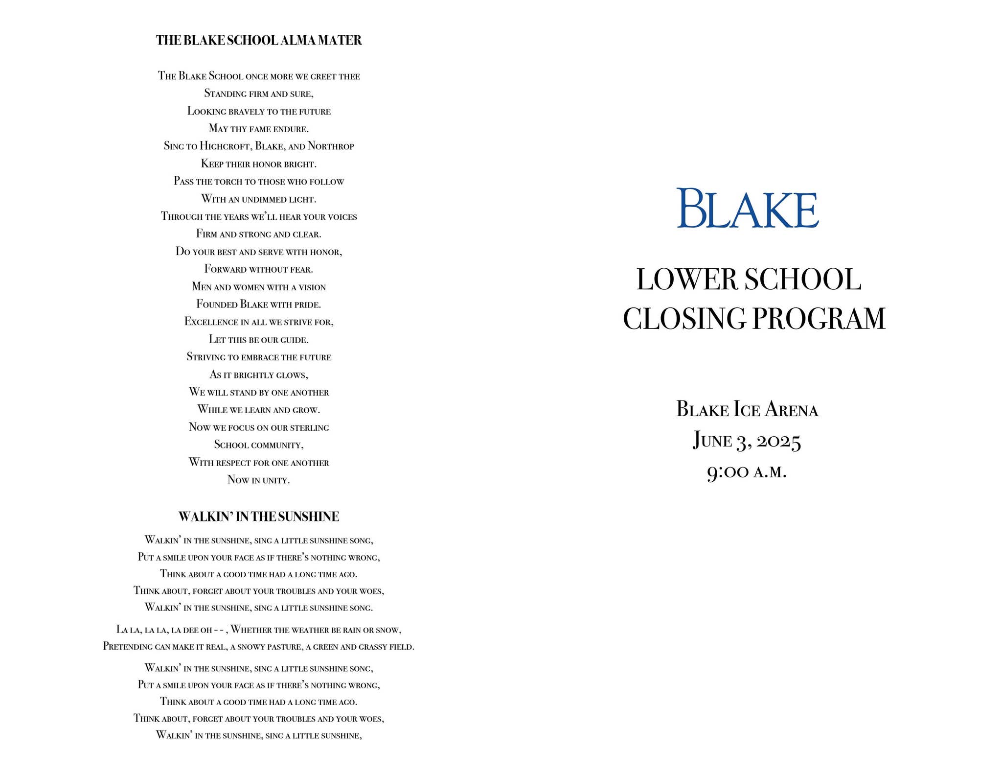 Lower School Closing Program 2025 by The Blake School - Issuu