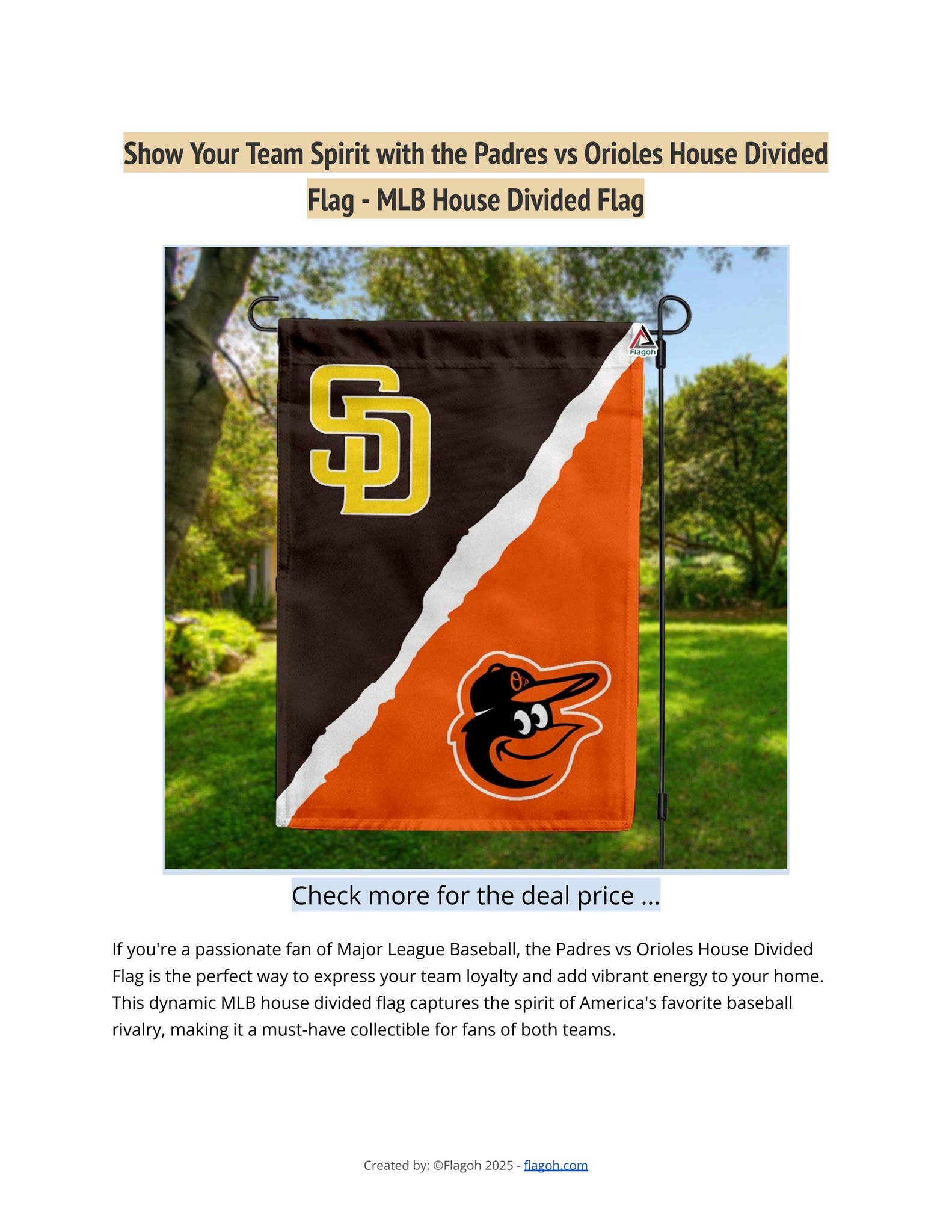 Show Your Team Spirit with the Padres vs Orioles House Divided Flag ...