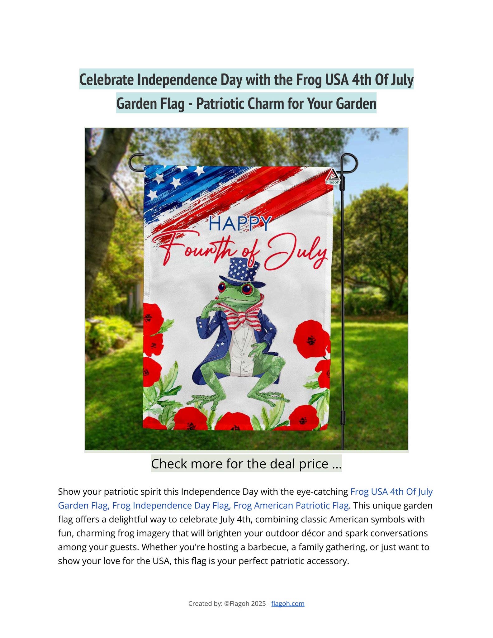 Celebrate Independence Day with the Frog USA 4th Of July Garden Flag ...