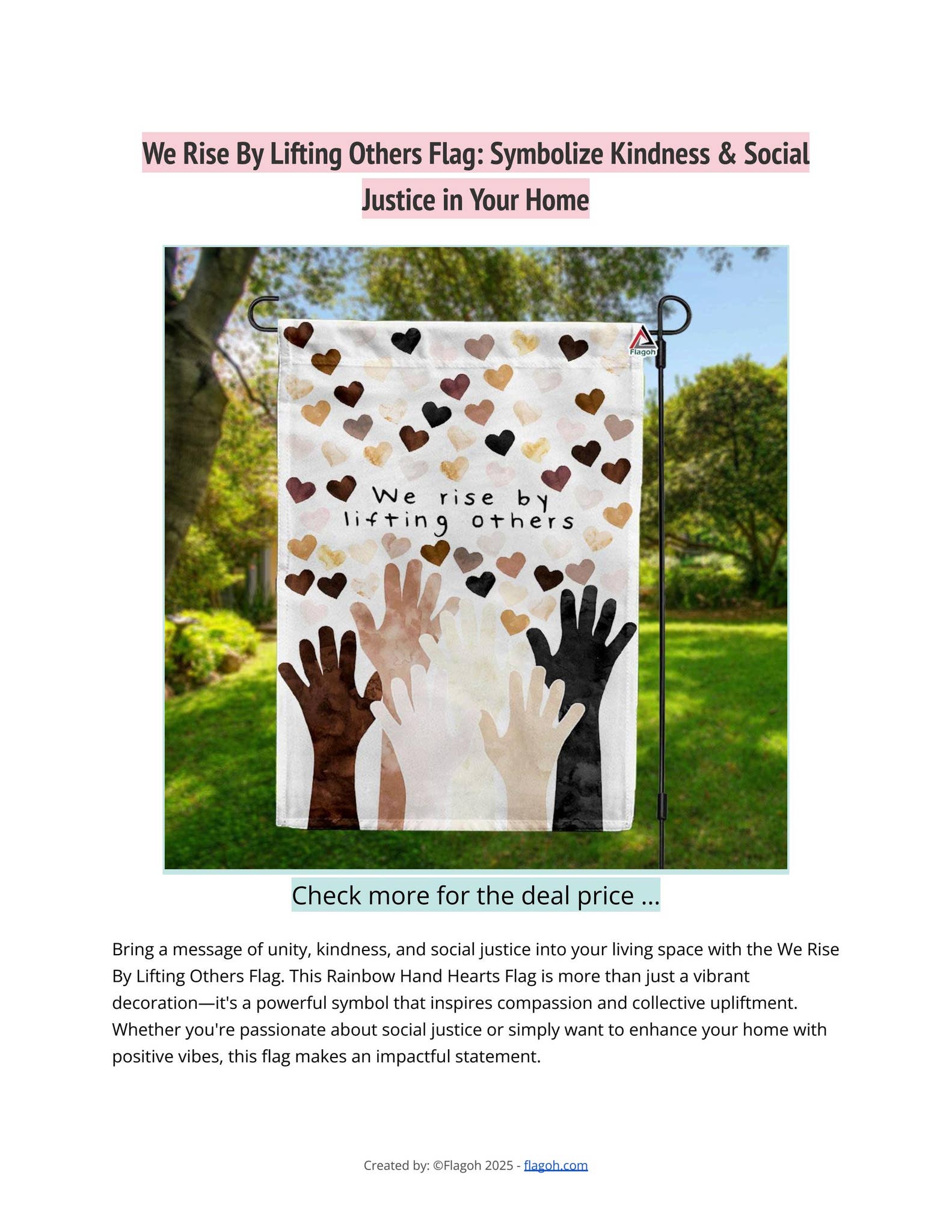 We Rise By Lifting Others Flag: Symbolize Kindness & Social Justice in ...