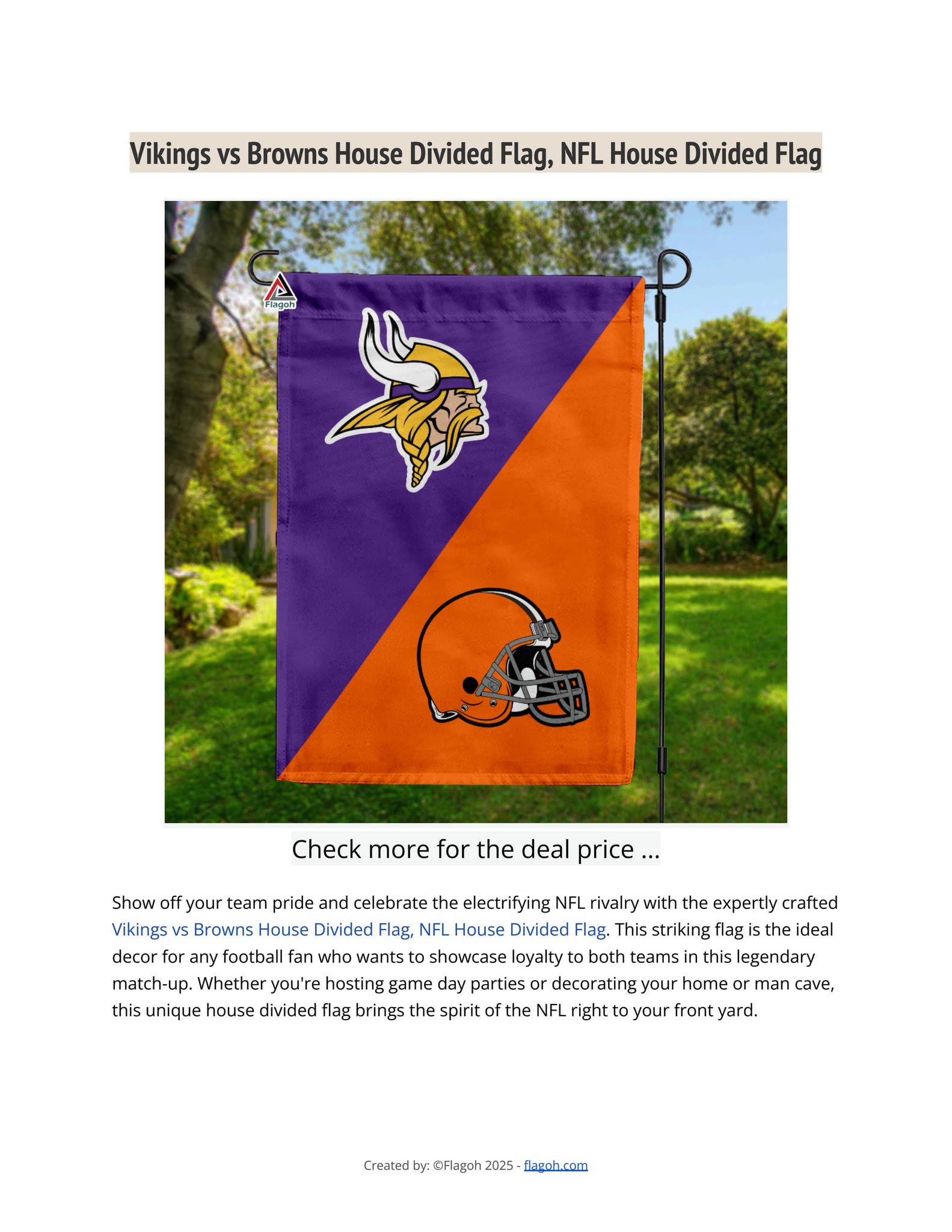 Vikings vs Browns House Divided Flag, NFL House Divided Flag – Perfect ...