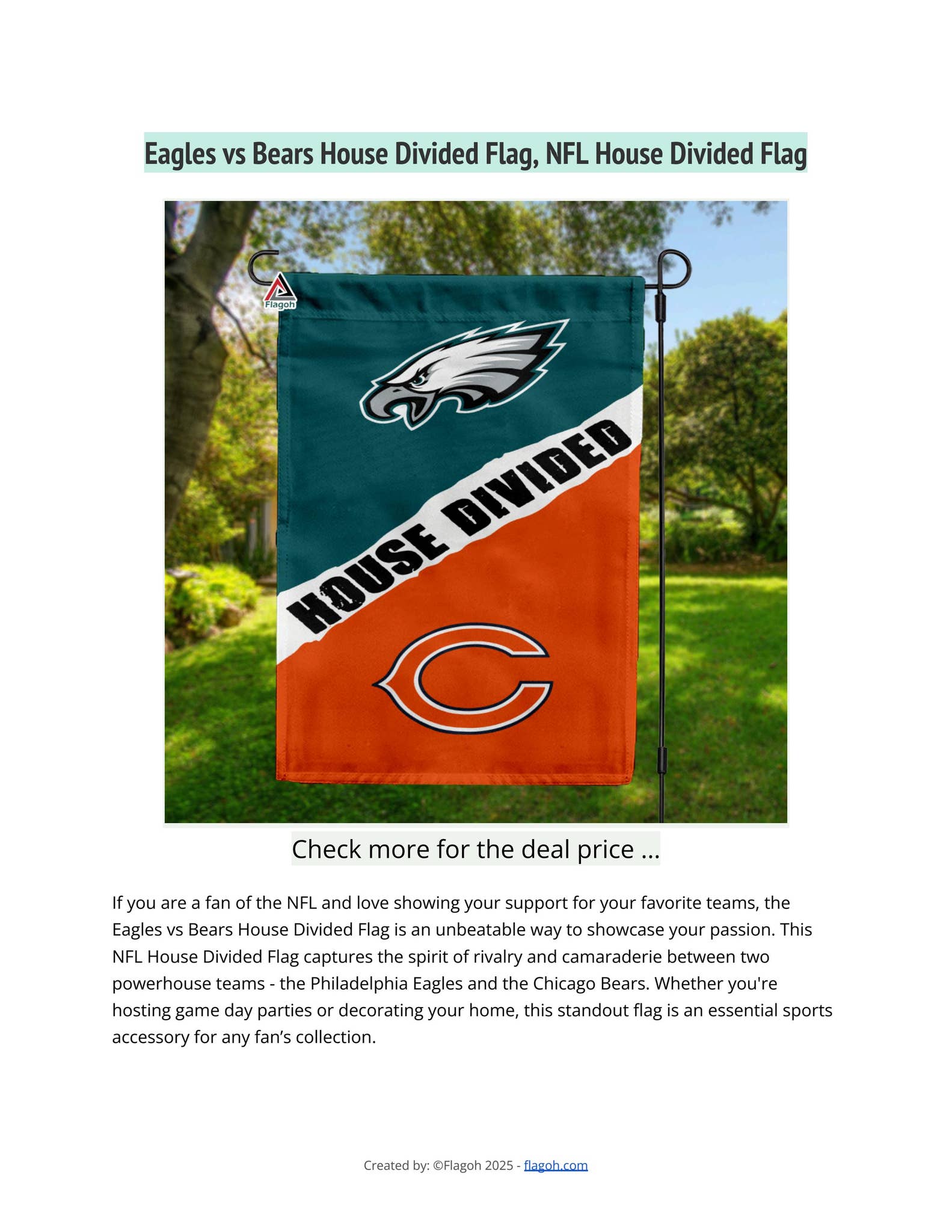 Eagles vs Bears House Divided Flag: Celebrate NFL Rivalry in Style by ...