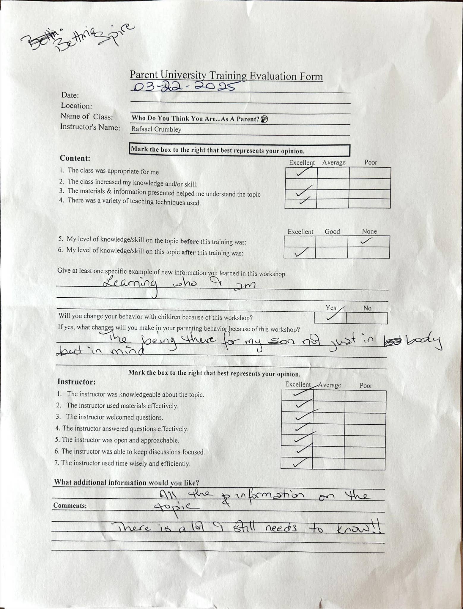 Intentional Parenting_Parent Awareness Eval Forms by Rafaael Crumbley ...