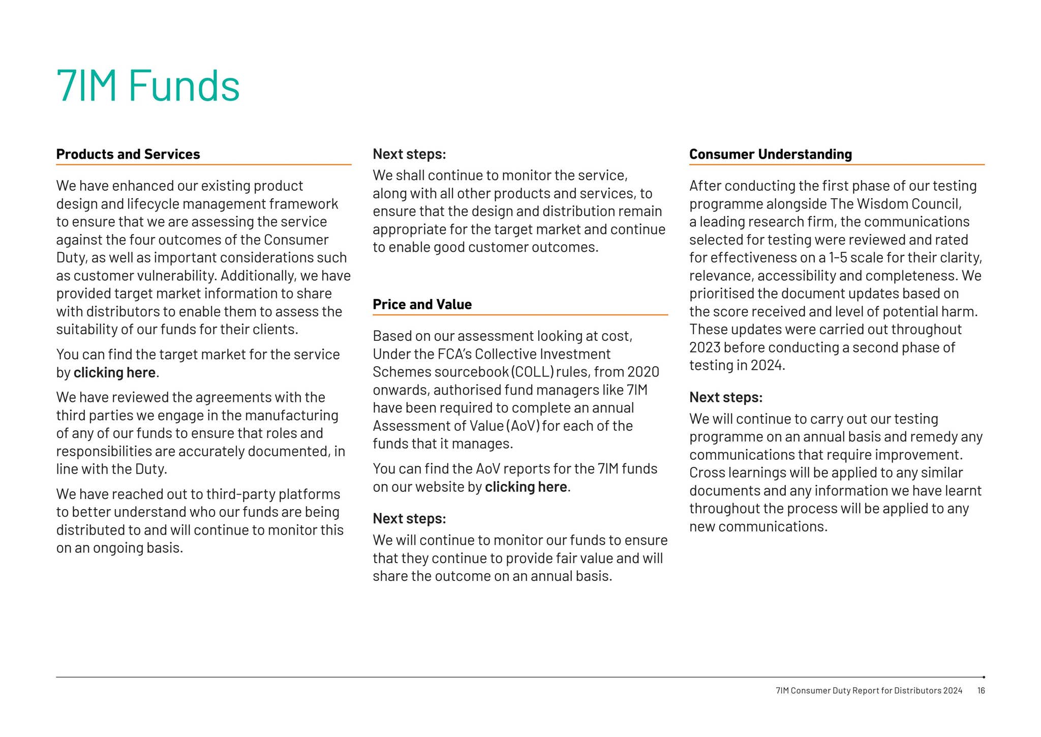 7IM: Consumer Duty Report for Distributors 2024 by Seven Investment ...