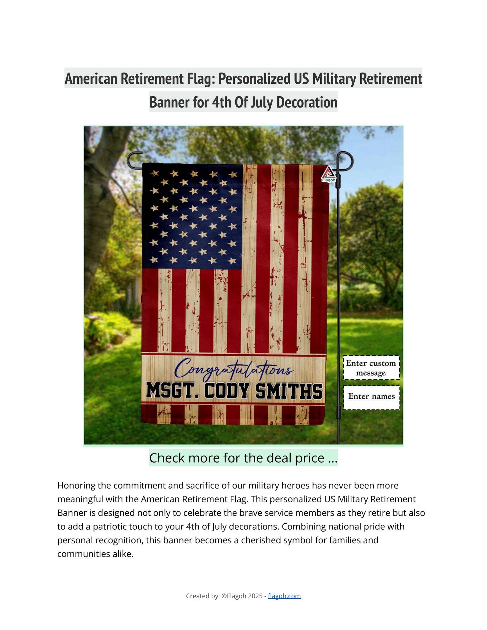 American Retirement Flag: Personalized US Military Retirement Banner ...