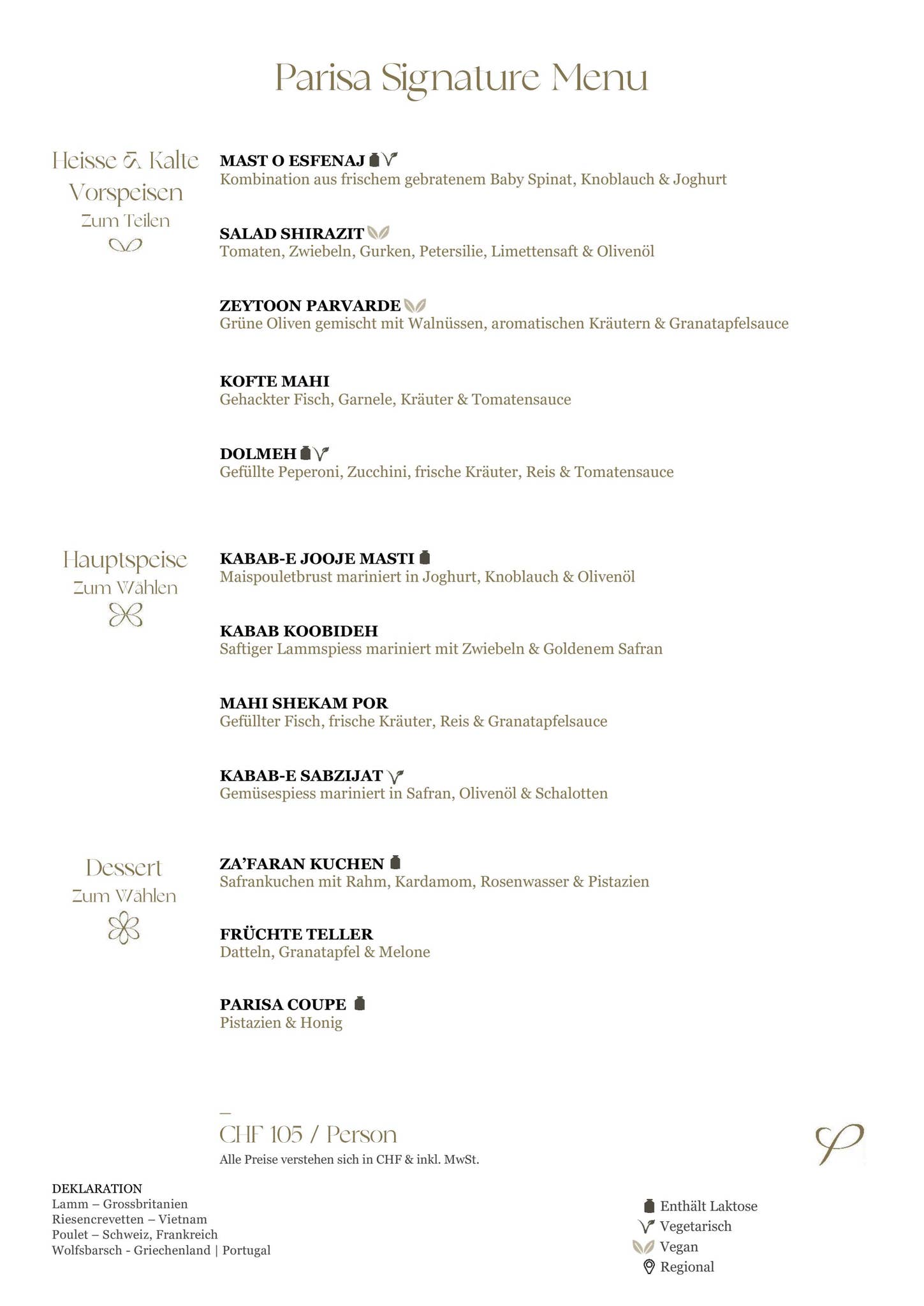 Parisa Persian Cuisine | Menu by Bürgenstock Collection - Issuu