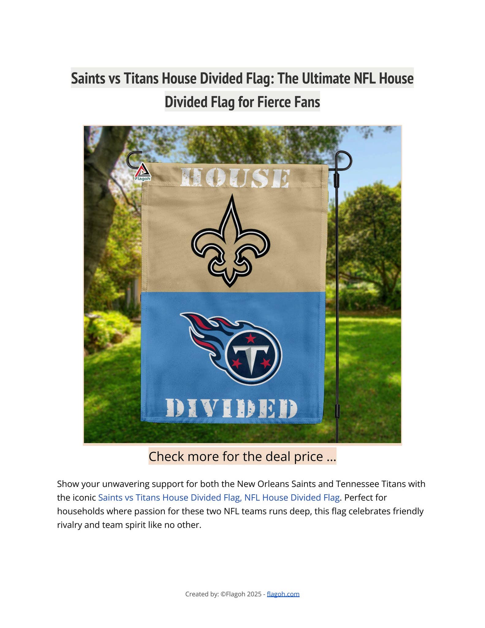 Saints vs Titans House Divided Flag: The Ultimate NFL House Divided ...