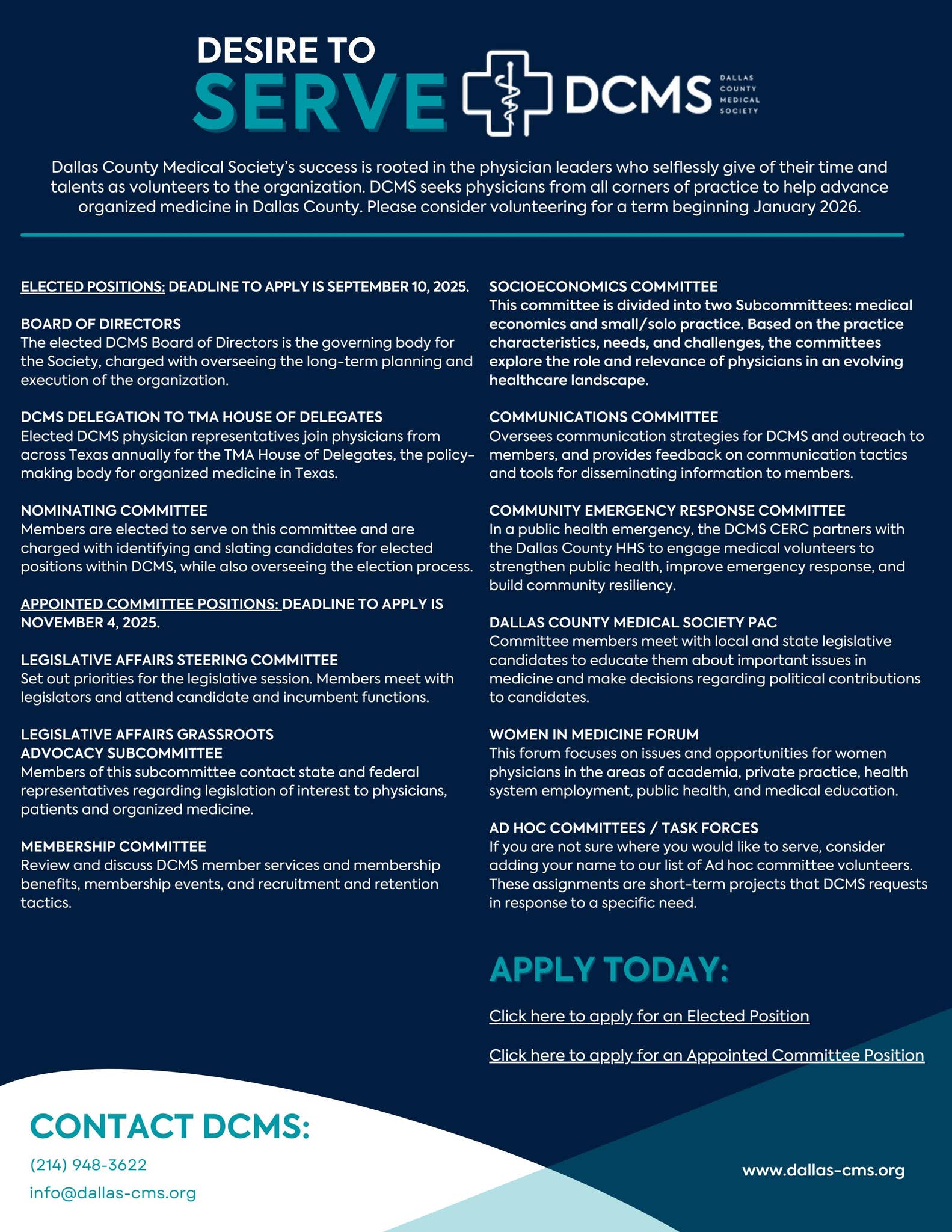 2026 Desire to Serve Physician Flyer by Dallas County Medical Society ...