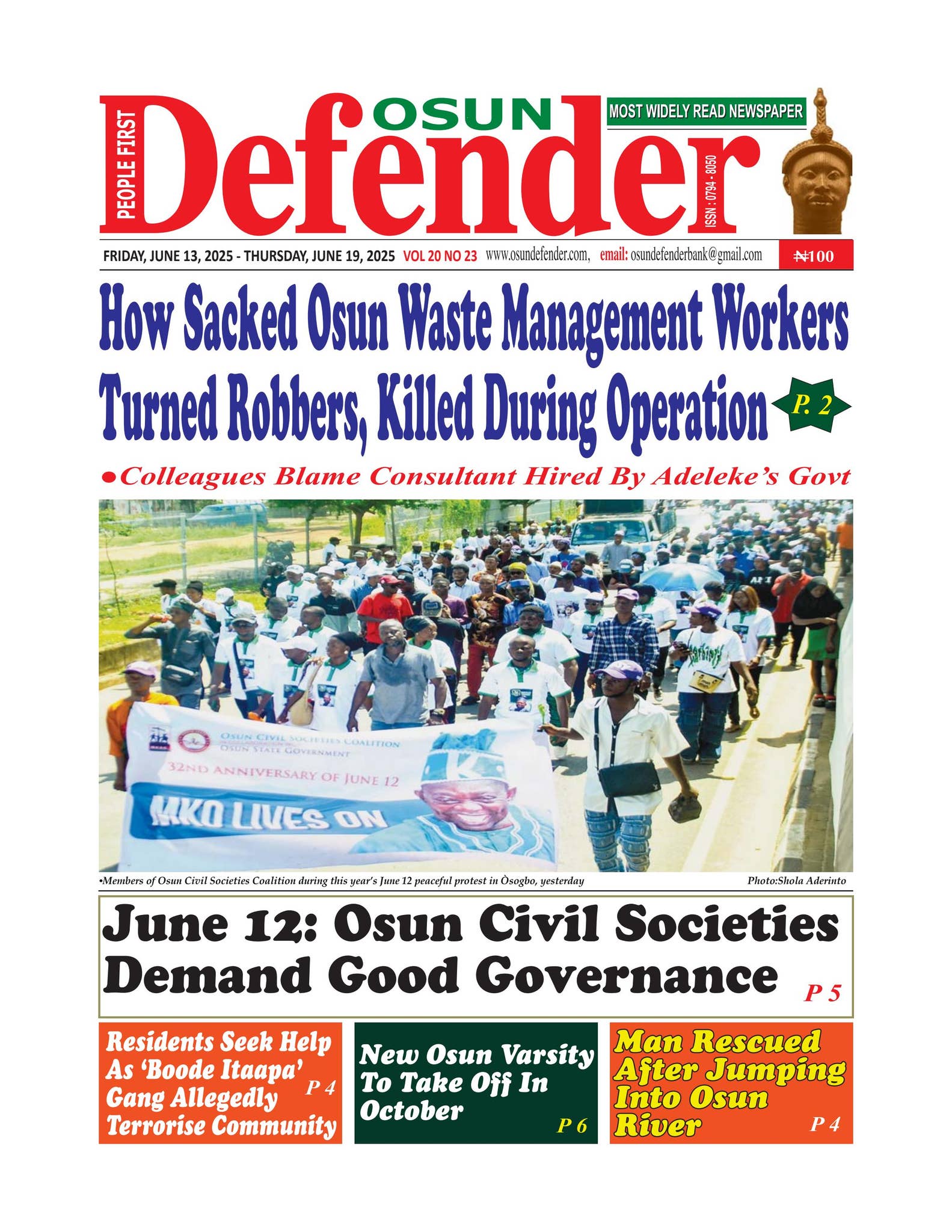 Osun Defender Newspaper Online Version of June 13, 2025 by Osun ...