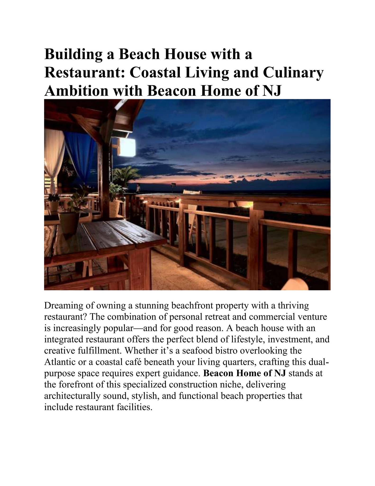 Building a Beach House with a Restaurant - Coastal Living and Culinary ...