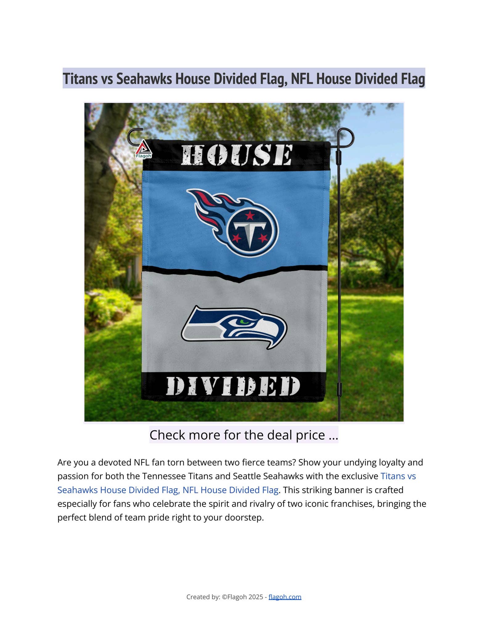 Titans vs Seahawks House Divided Flag - Ultimate NFL House Divided Flag ...