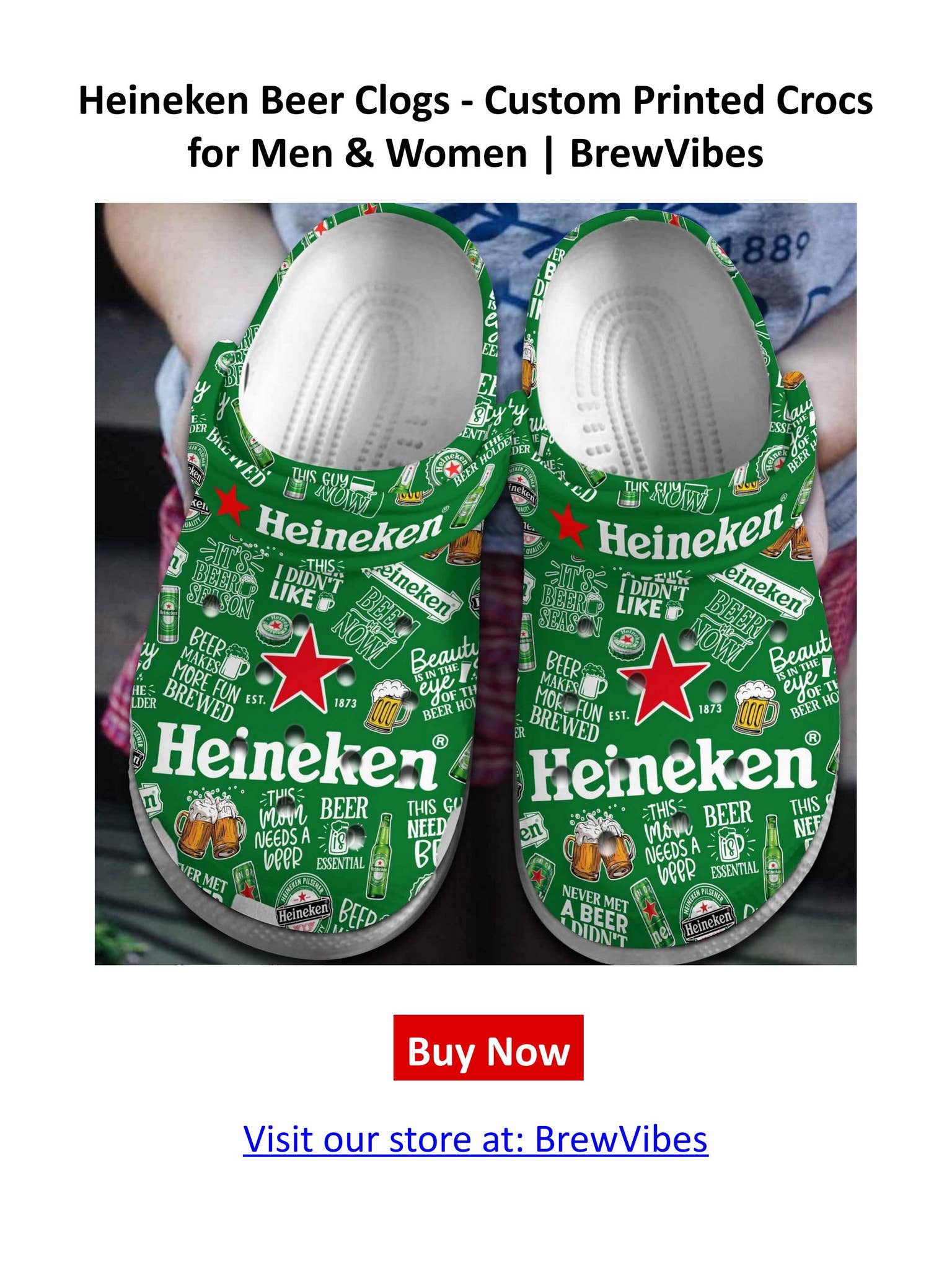 Heineken Beer Clogs - Custom Printed Crocs for Men & Women | BrewVibes ...