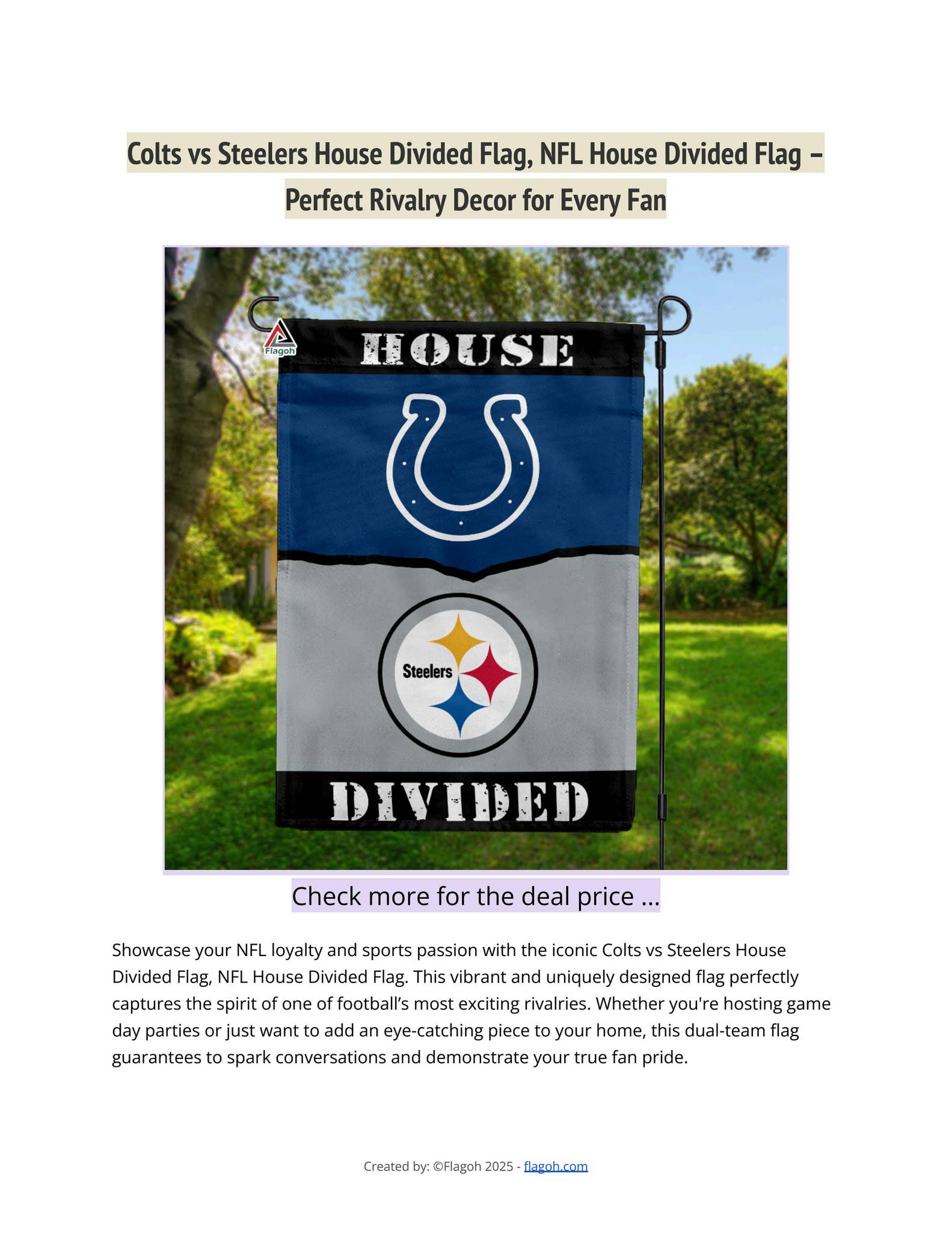 Colts vs Steelers House Divided Flag, NFL House Divided Flag – Perfect ...