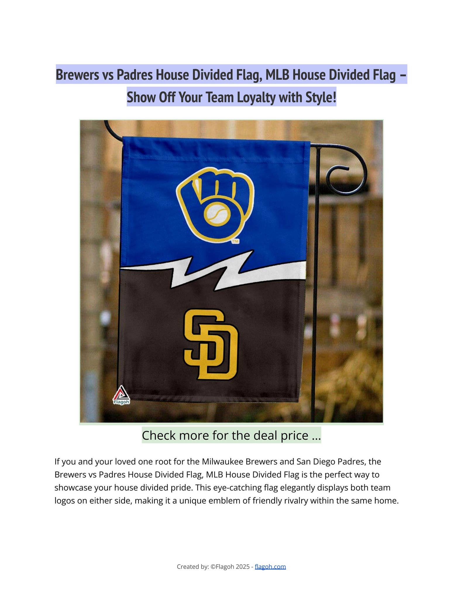 Brewers vs Padres House Divided Flag, MLB House Divided Flag – Show Off ...