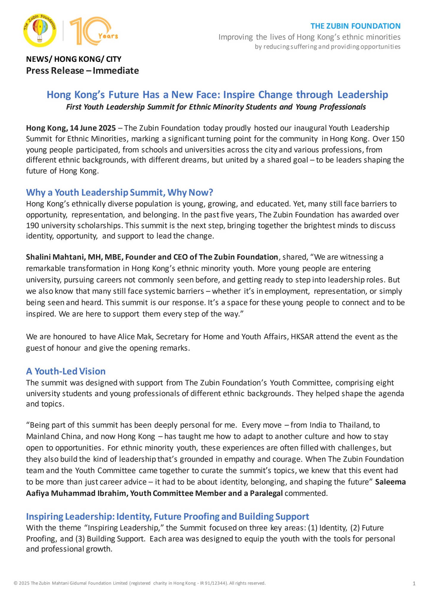 Press Release: HK's Future Has a New Face - Ethnic Minority Youth ...