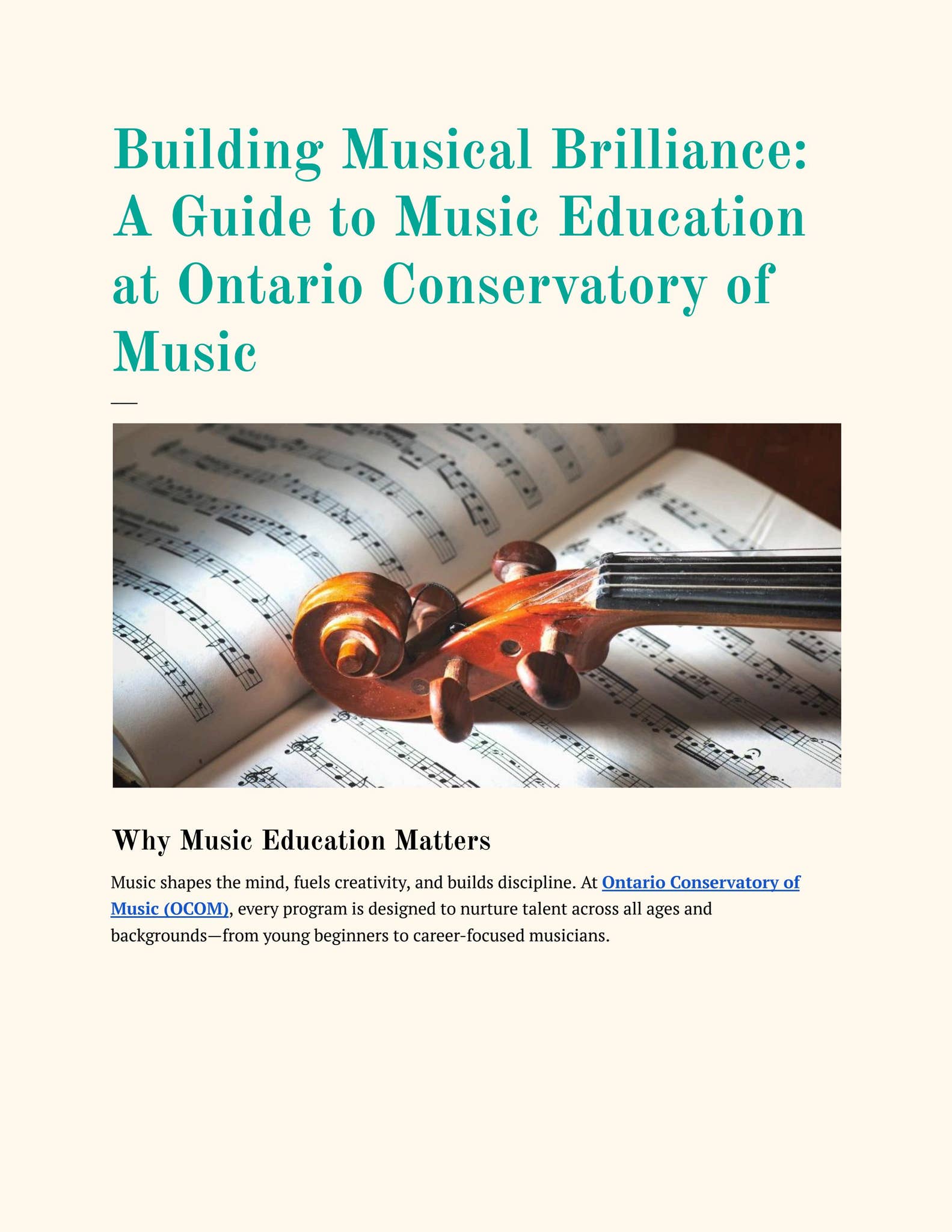 Building Musical Brilliance: A Guide to Music Education at Ontario ...