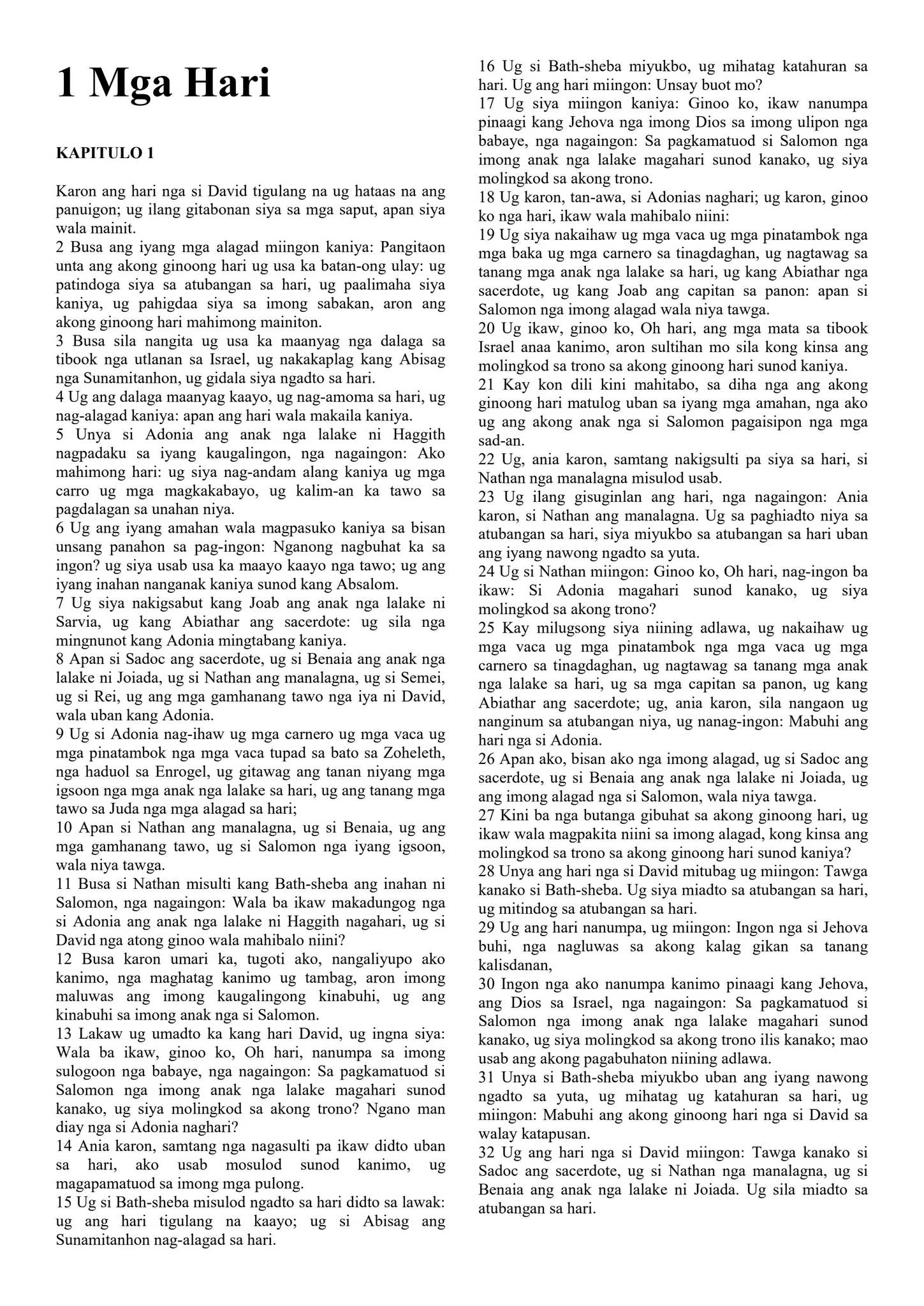 Cebuano - The Book of 1st Kings by Filipino Tracts and Literature ...