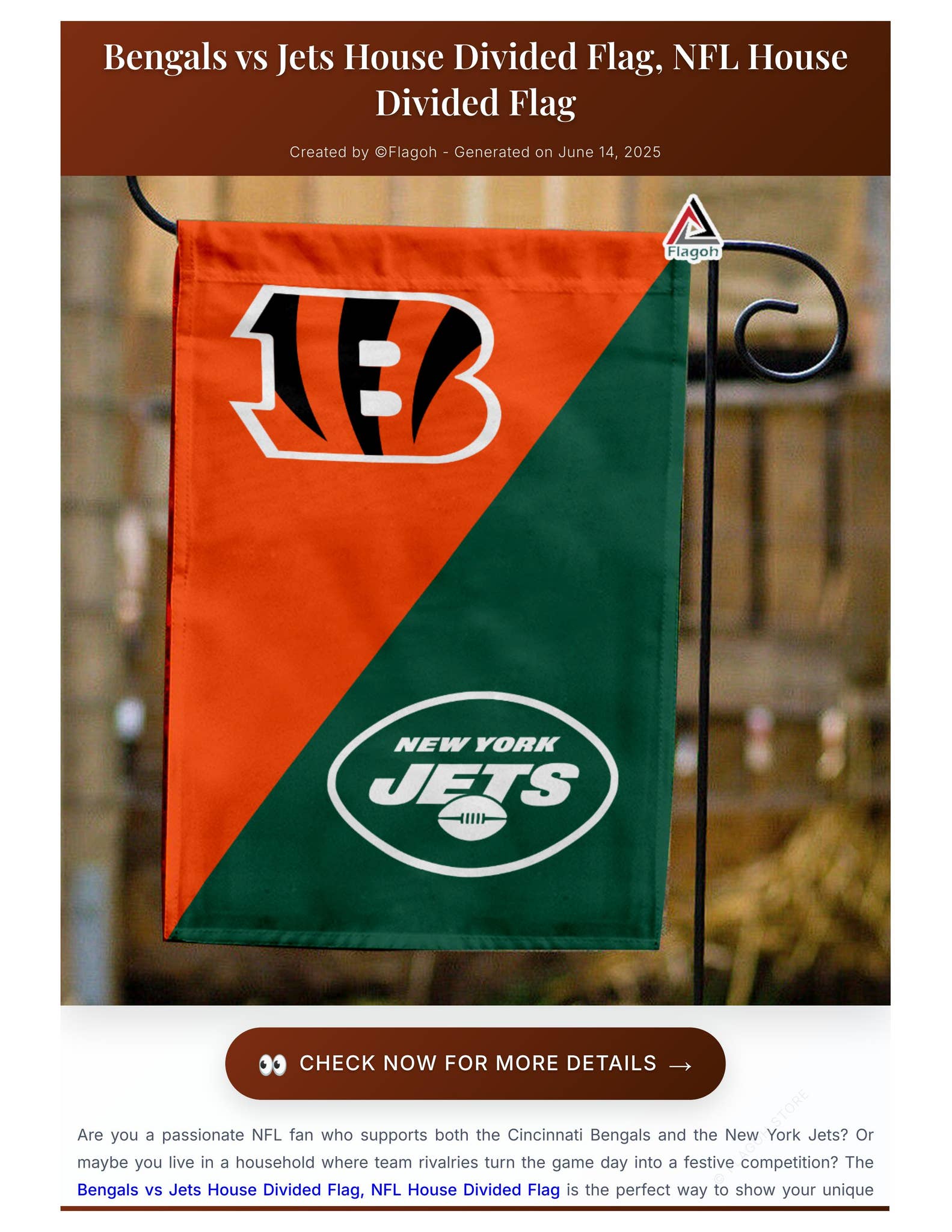 Bengals vs Jets House Divided Flag, NFL House Divided Flag – Show Your ...