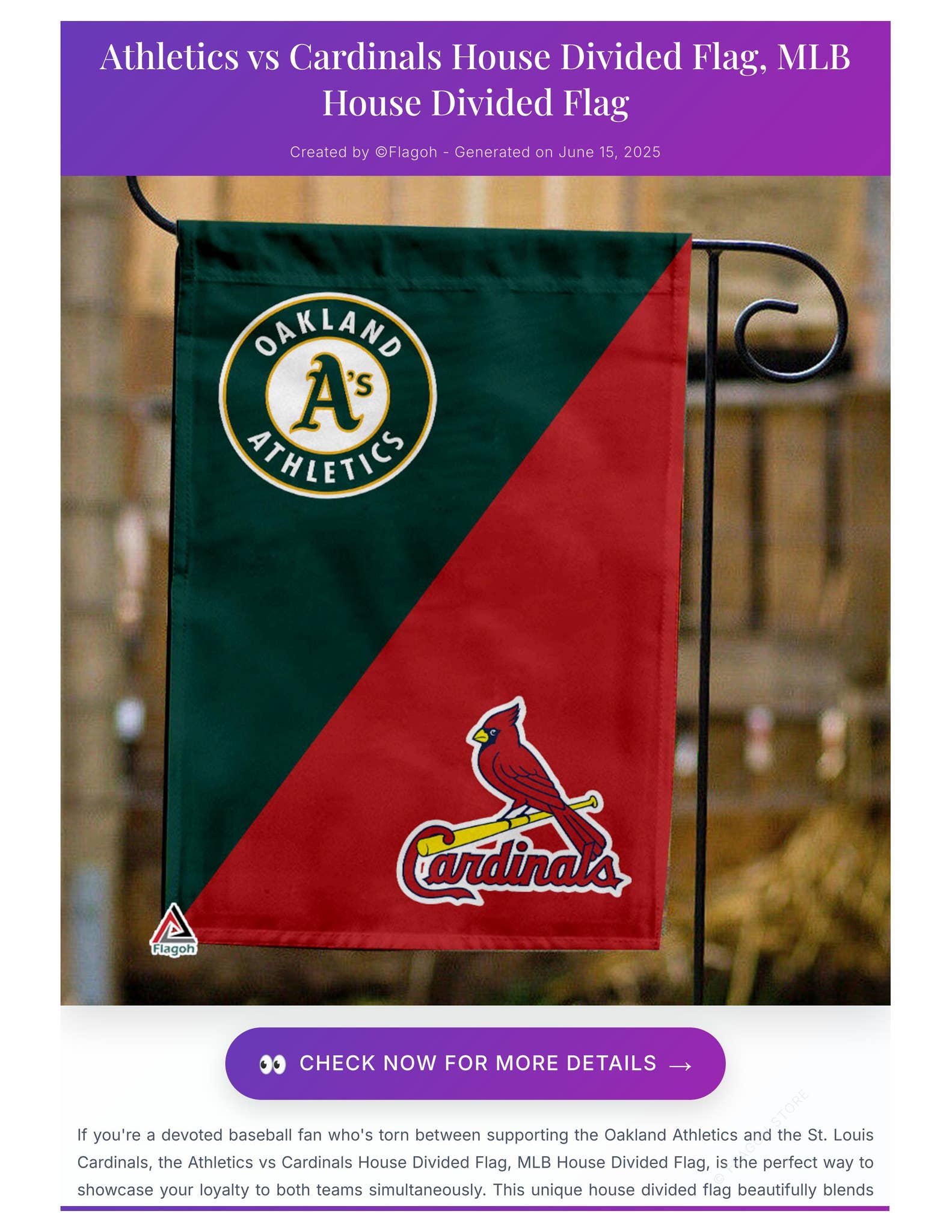 Show Your Team Pride with the Athletics vs Cardinals House Divided Flag ...
