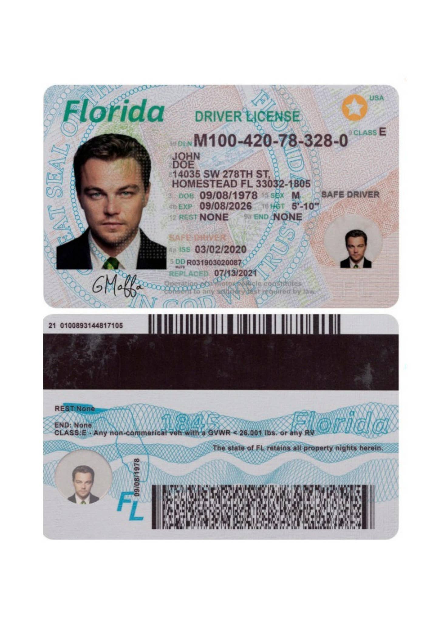 Download Florida Drivers License Template (Front & Back ...