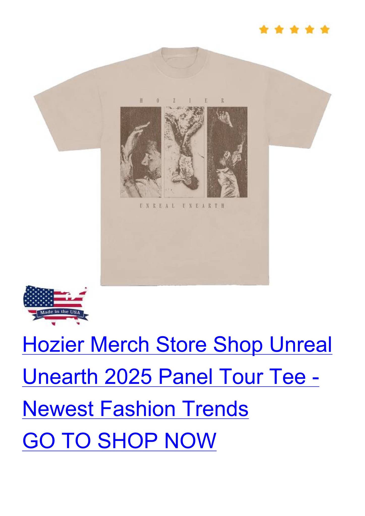 Hozier Merch Store Shop Unreal Unearth 2025 Panel Tour Tee by ...