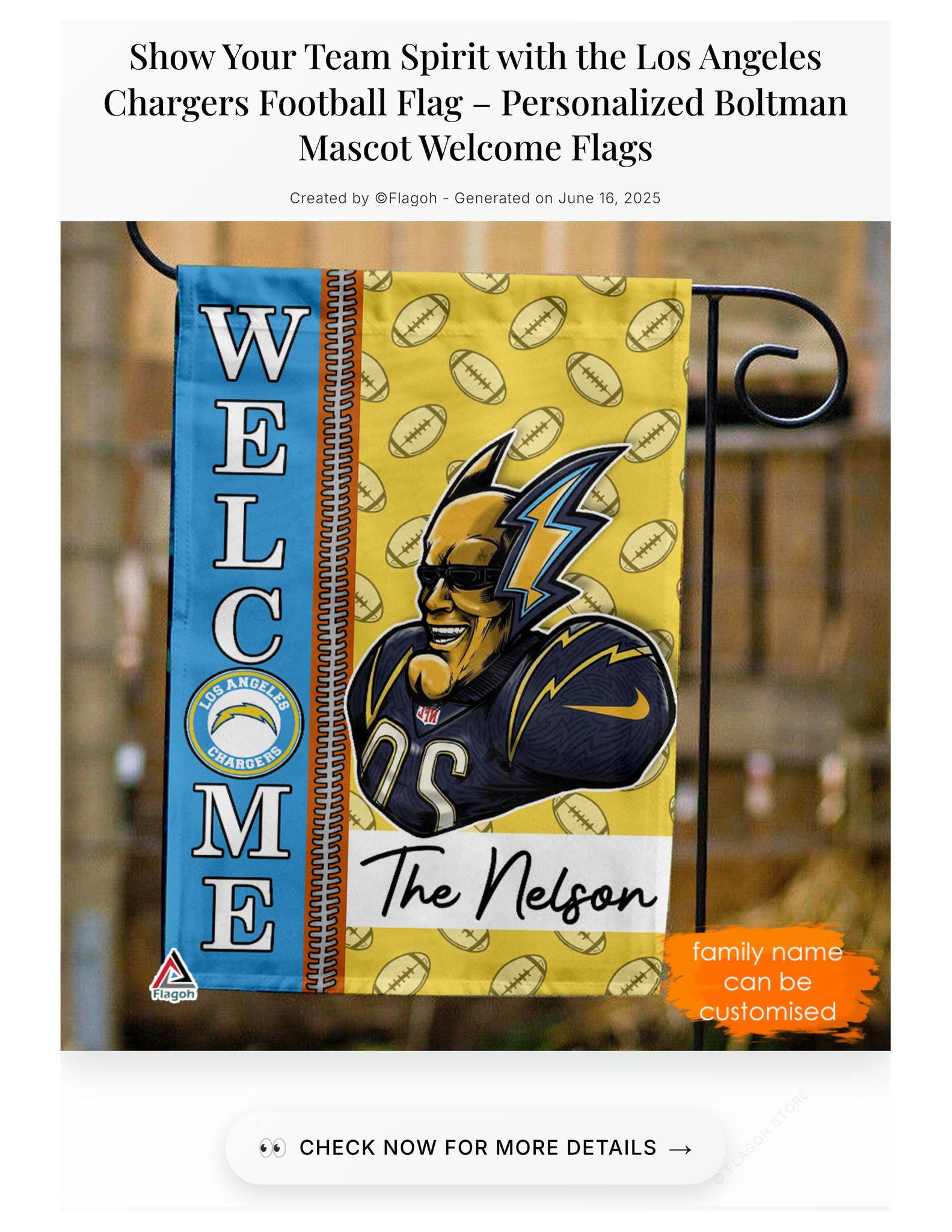 Show Your Team Spirit with the Los Angeles Chargers Football Flag ...