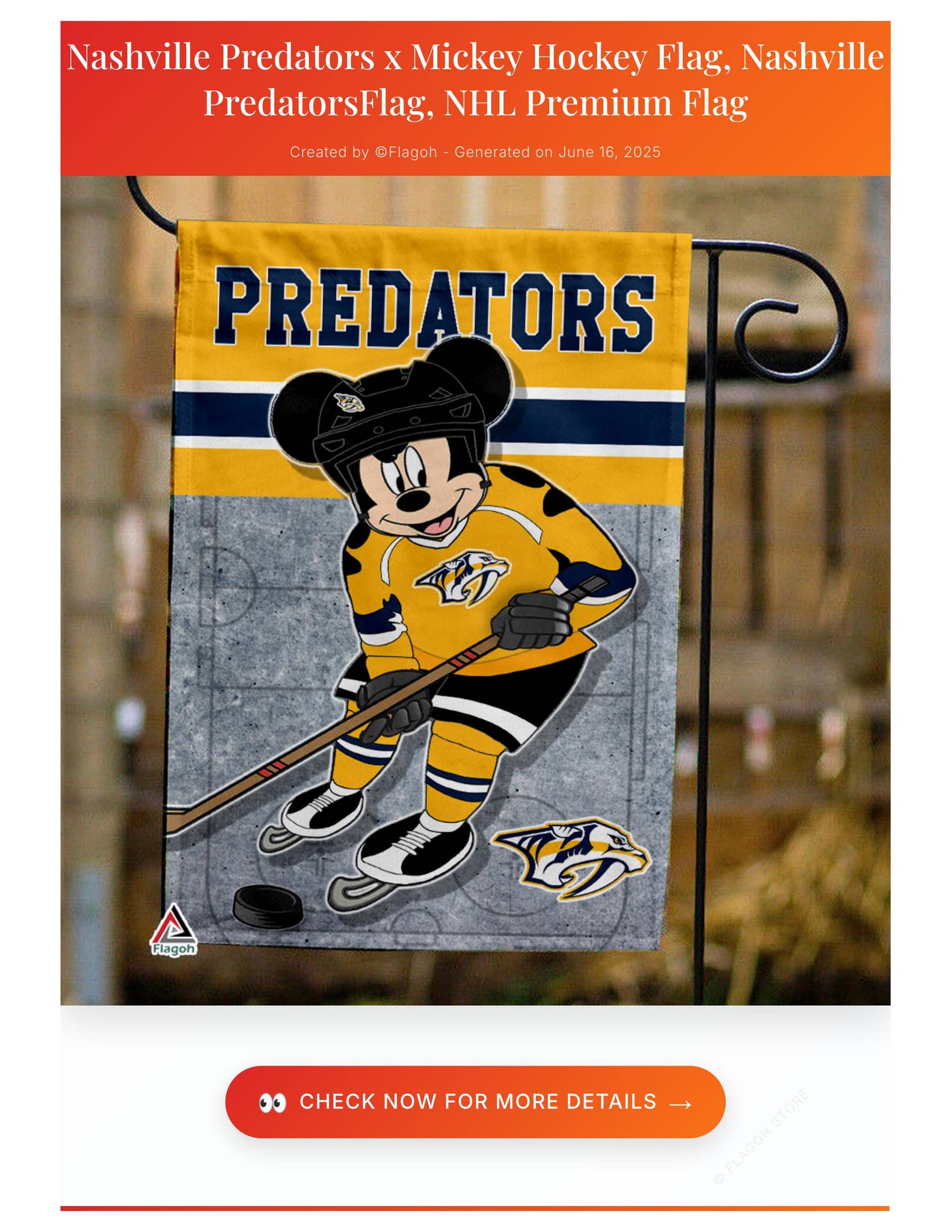 Nashville Predators x Mickey Hockey Flag: Show Your Team Spirit with ...