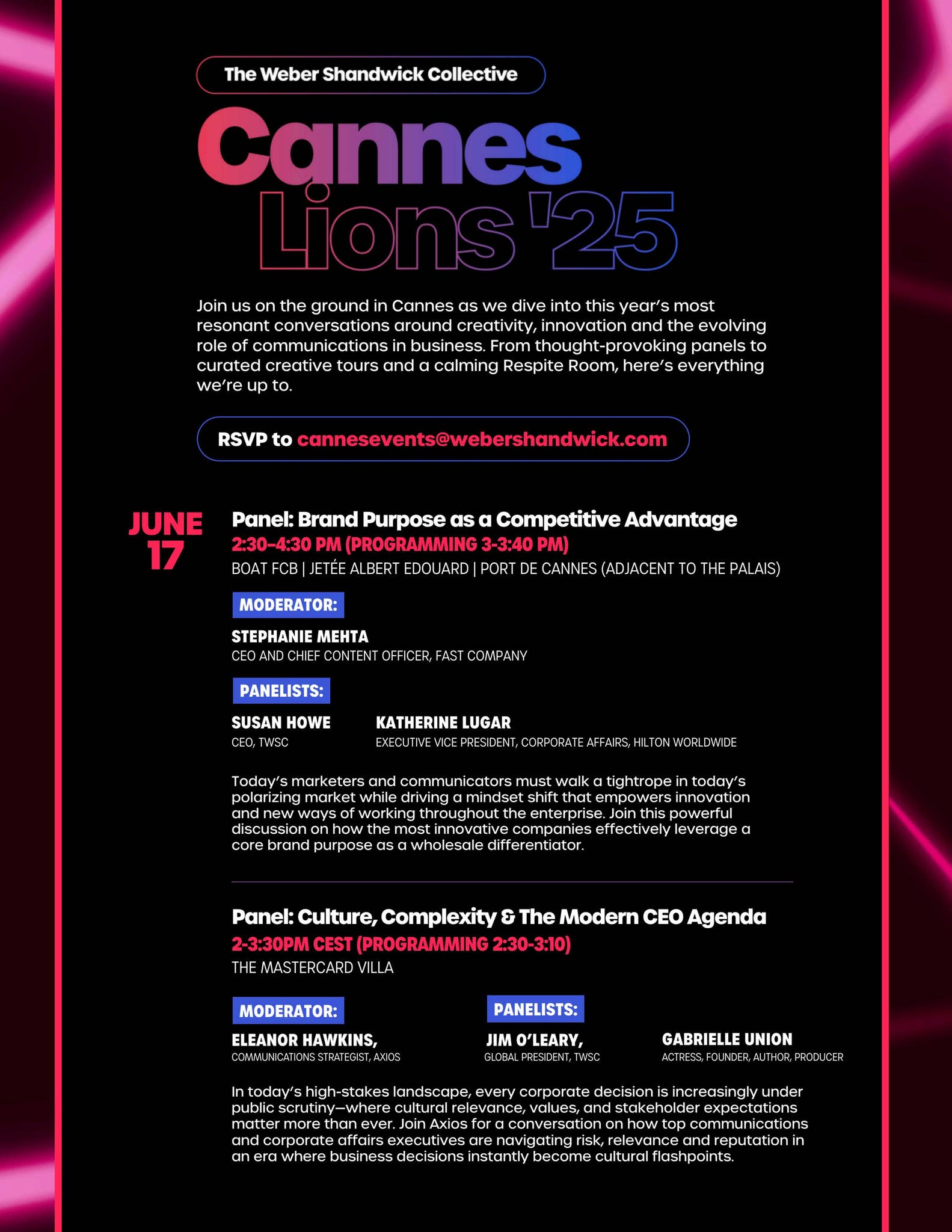 2025 Cannes Lions - TWSC Agenda by Weber Shandwick - Issuu