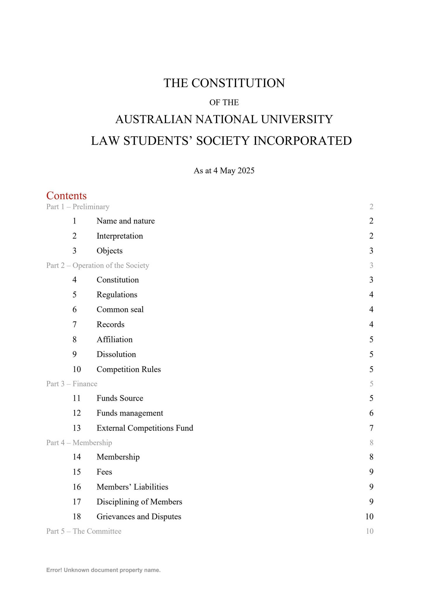 ANU LSS Constitution (as at 4 May 2025) by ANU Law Students' Society - Issuu