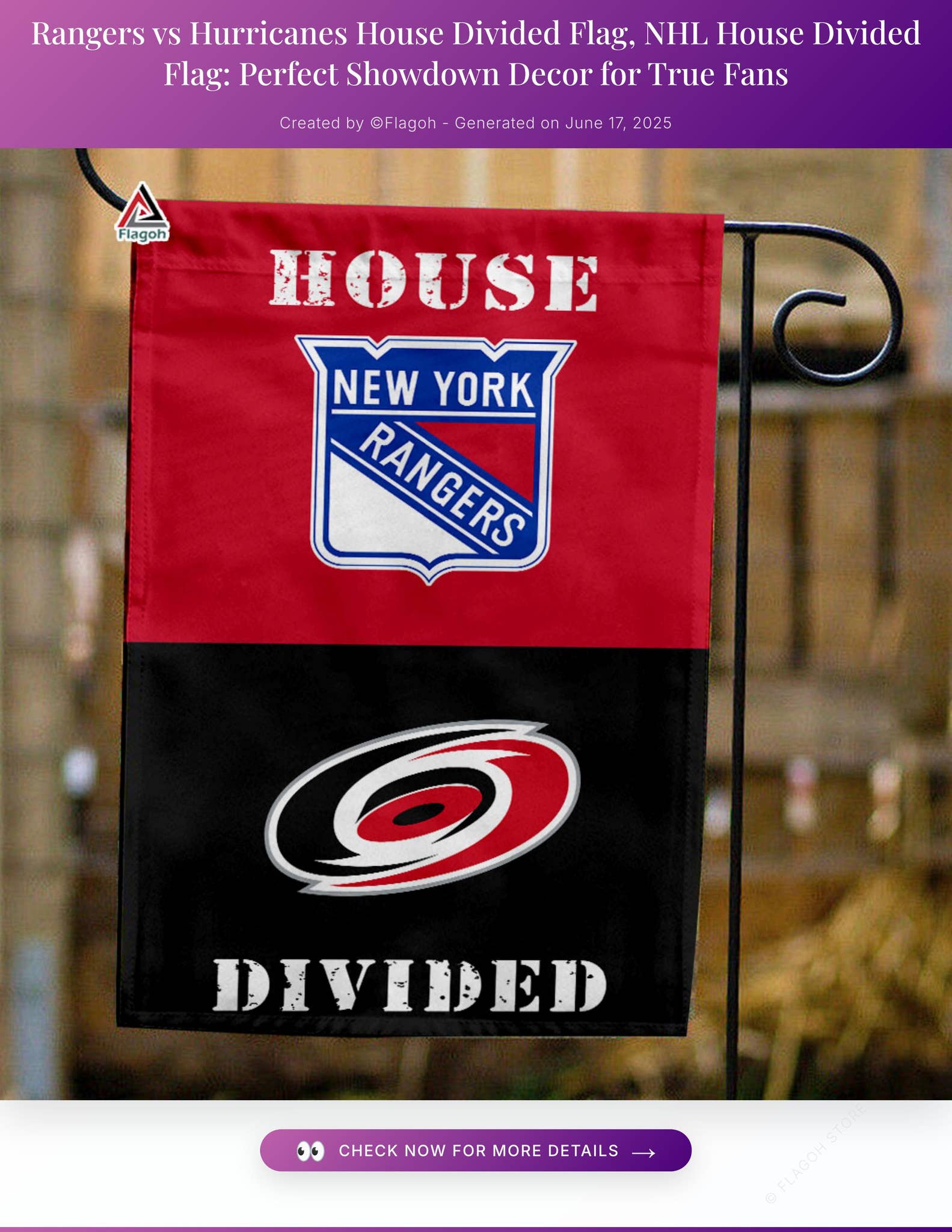 Rangers vs Hurricanes House Divided Flag, NHL House Divided Flag ...