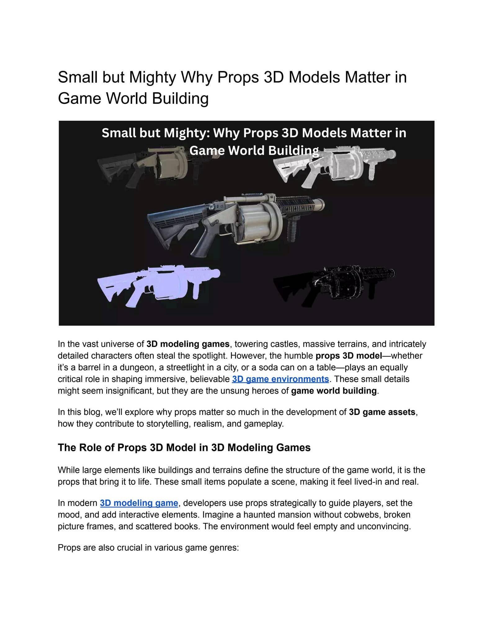 Small but Mighty_ Why Props 3D Models Matter in Game World Building by ...