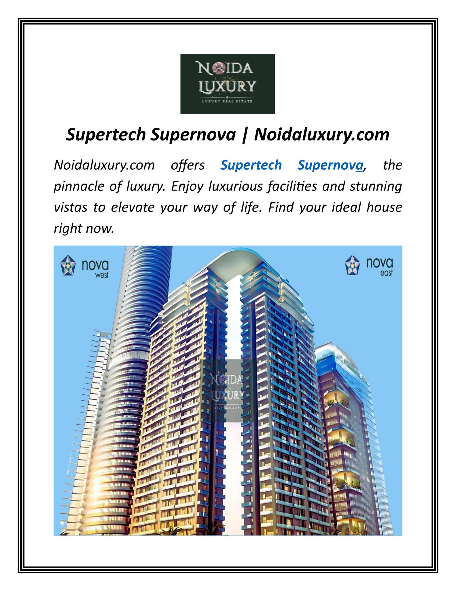 Supertech Supernova | Noidaluxury.com by Noida luxury - Issuu
