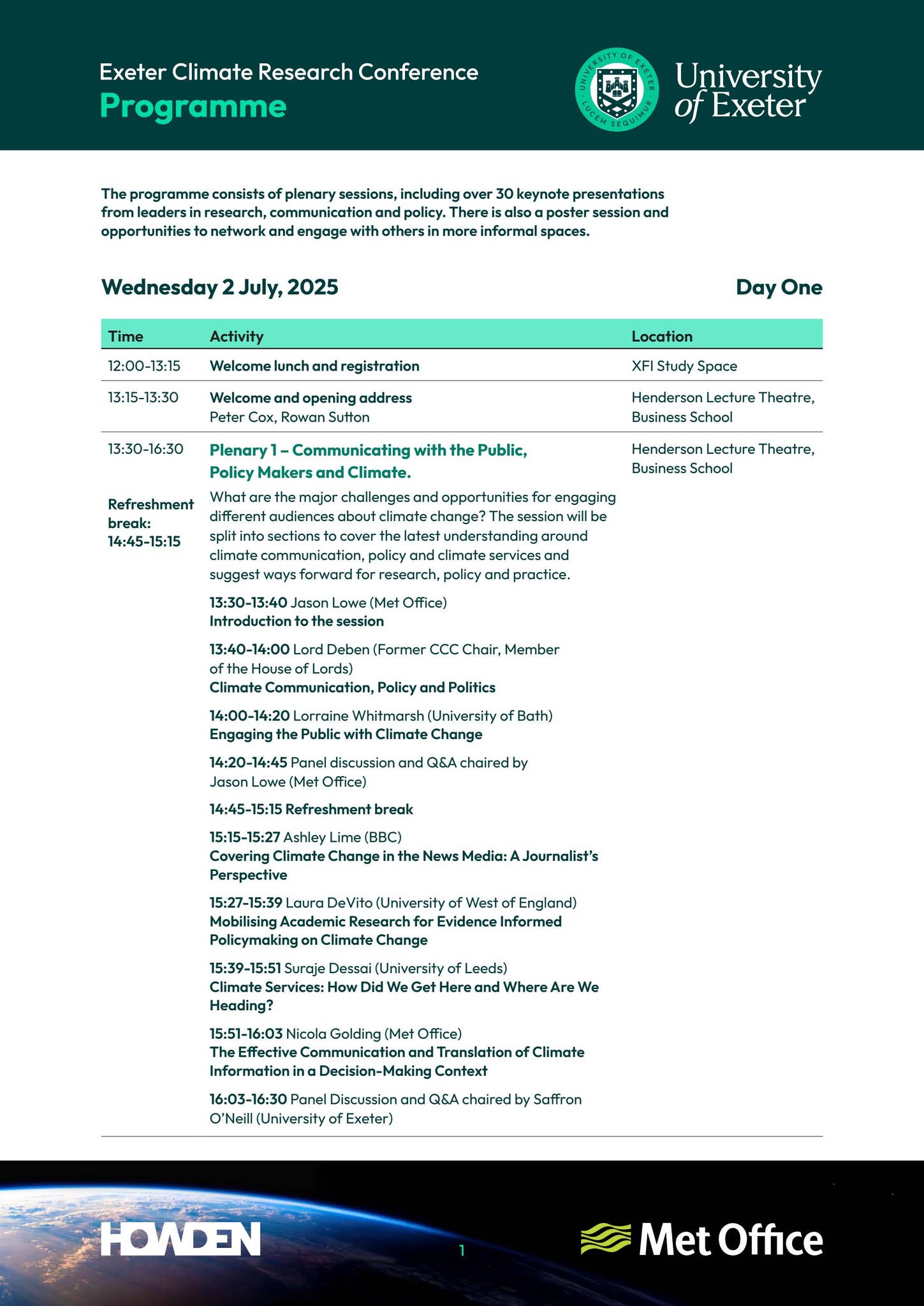 Exeter Climate Research Conference Programme 2025 by University of ...