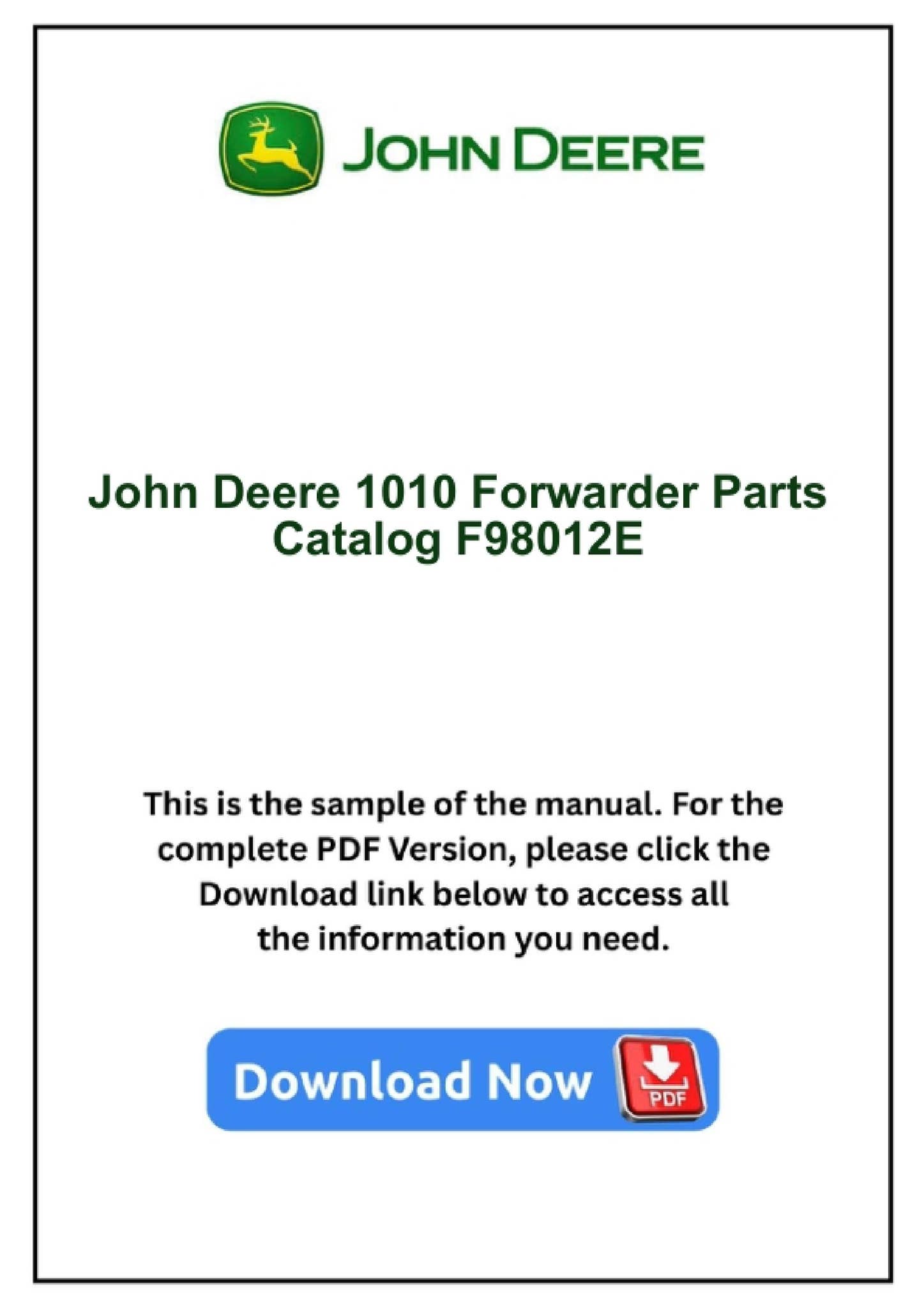 John Deere 1010 Forwarder Parts Catalog F98012E by manualgroup - Issuu
