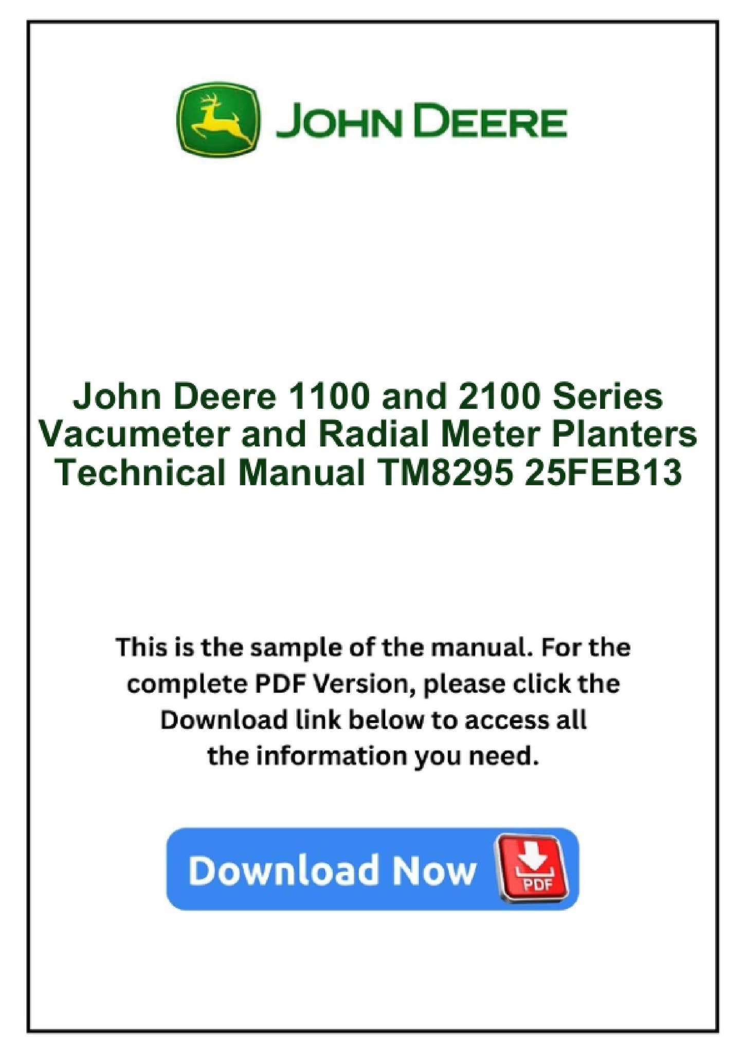 John Deere 1100 and 2100 Series Vacumeter and Radial Meter Planters ...