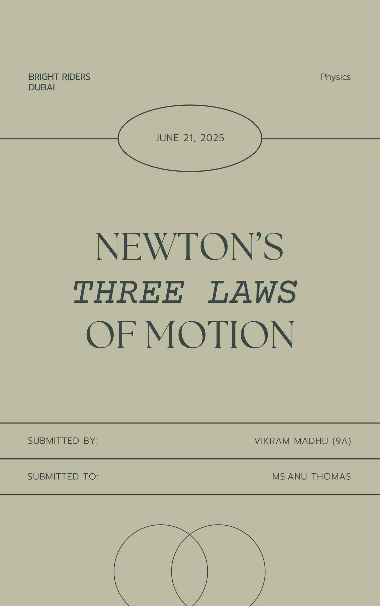 NEWTON'S THREE LAW OF MOTION by Vikram Madhu - Issuu
