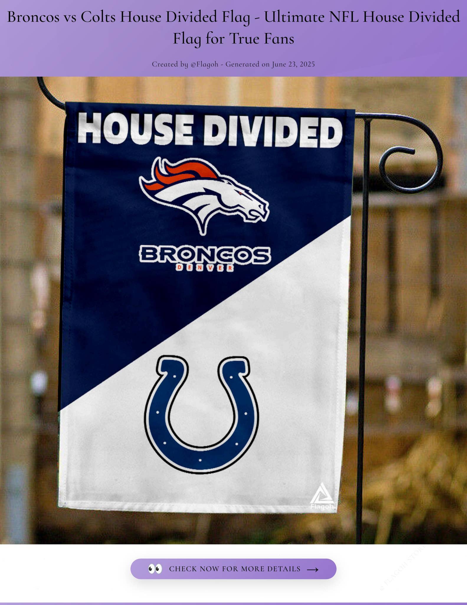 Broncos vs Colts House Divided Flag - Ultimate NFL House Divided Flag ...