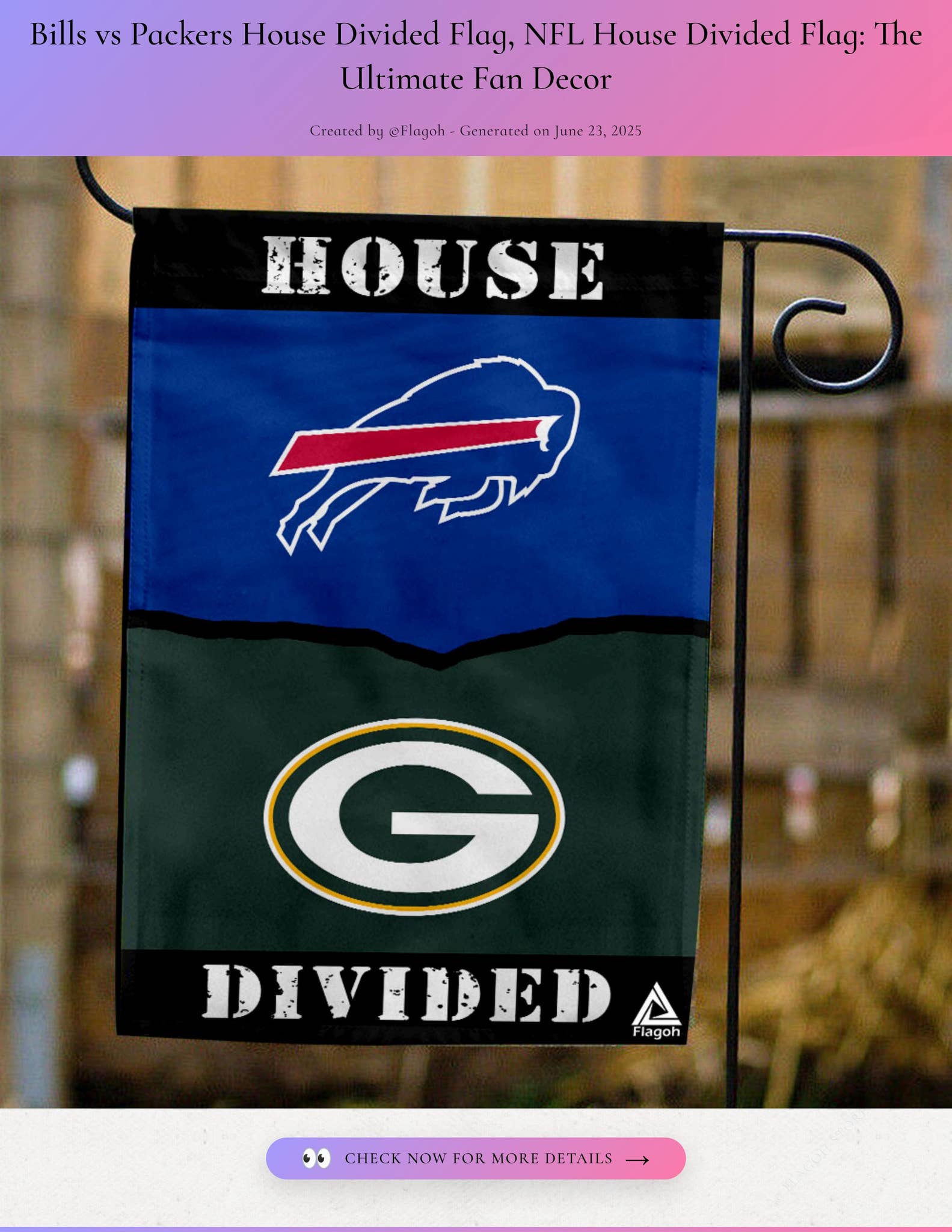 Bills vs Packers House Divided Flag, NFL House Divided Flag: The ...