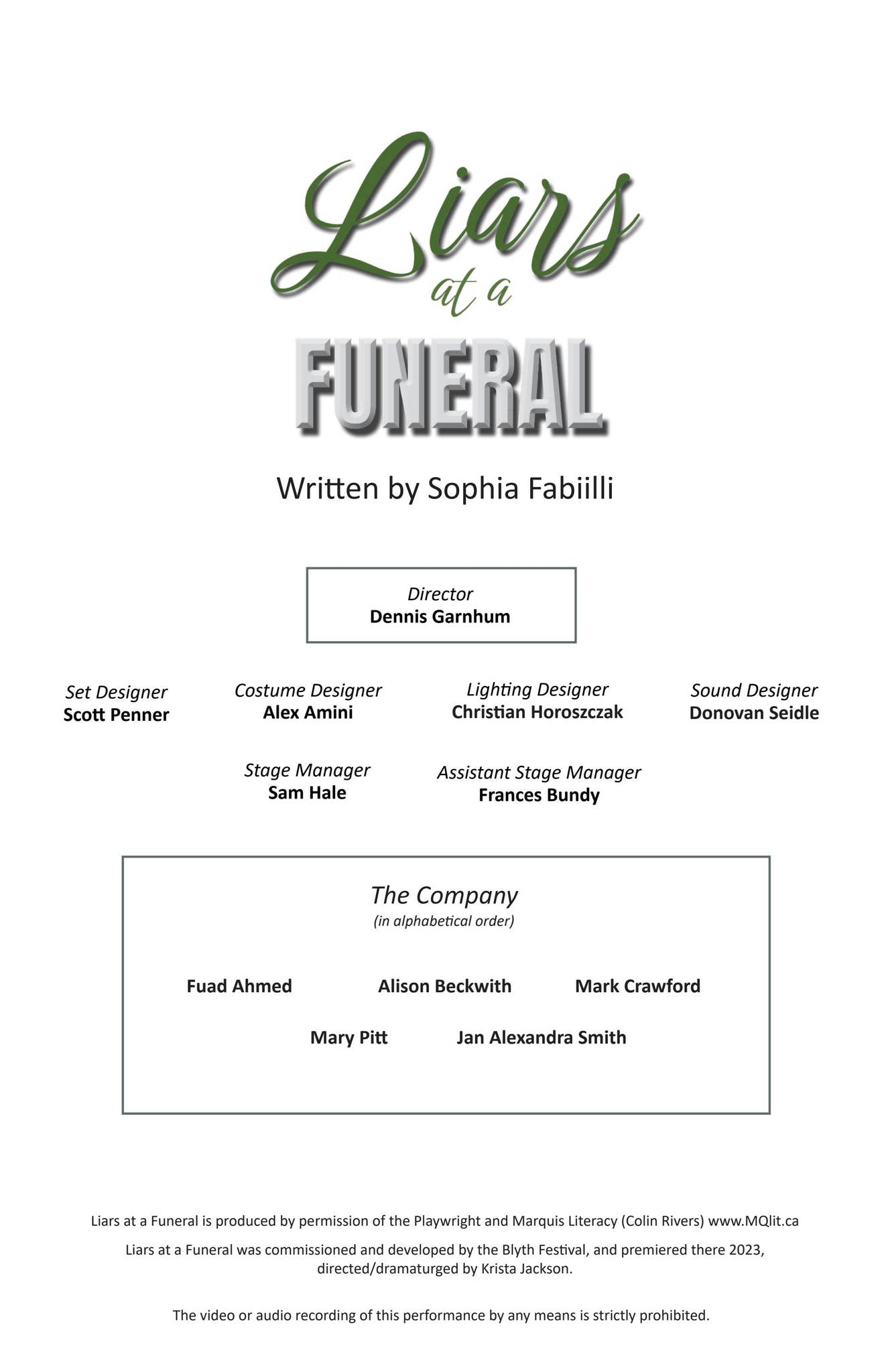Liars at a Funeral SCP by Drayton Entertainment - Issuu