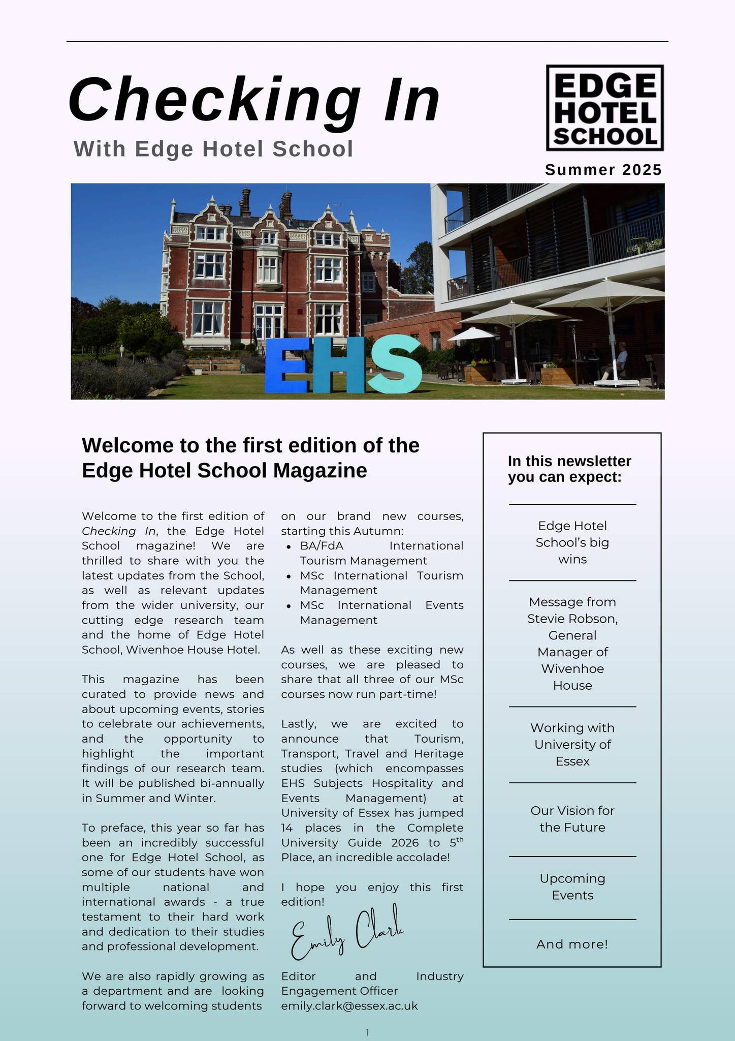 Checking In Issue 1 by Edge Hotel School - Issuu