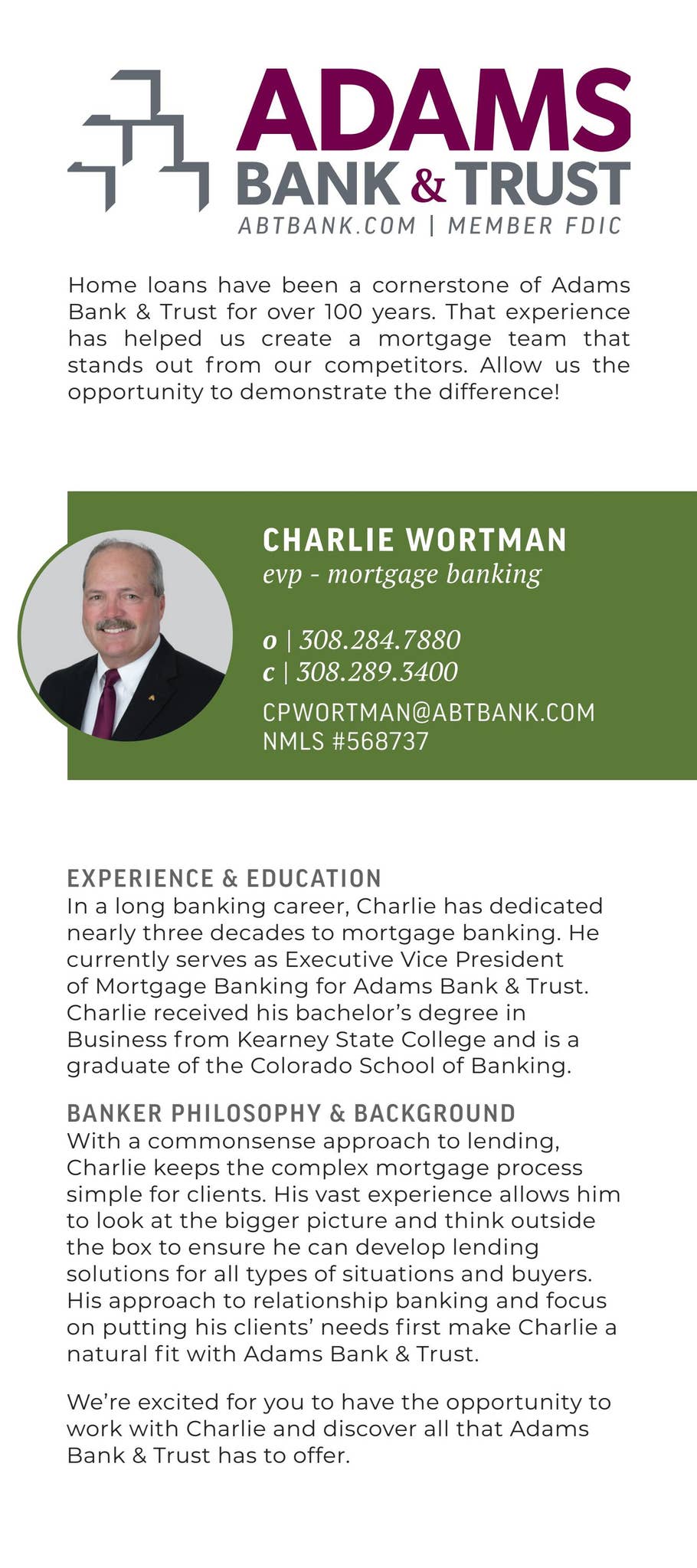 Adams Bank & Trust | Charlie Rack Card by Adams Bank & Trust - Issuu